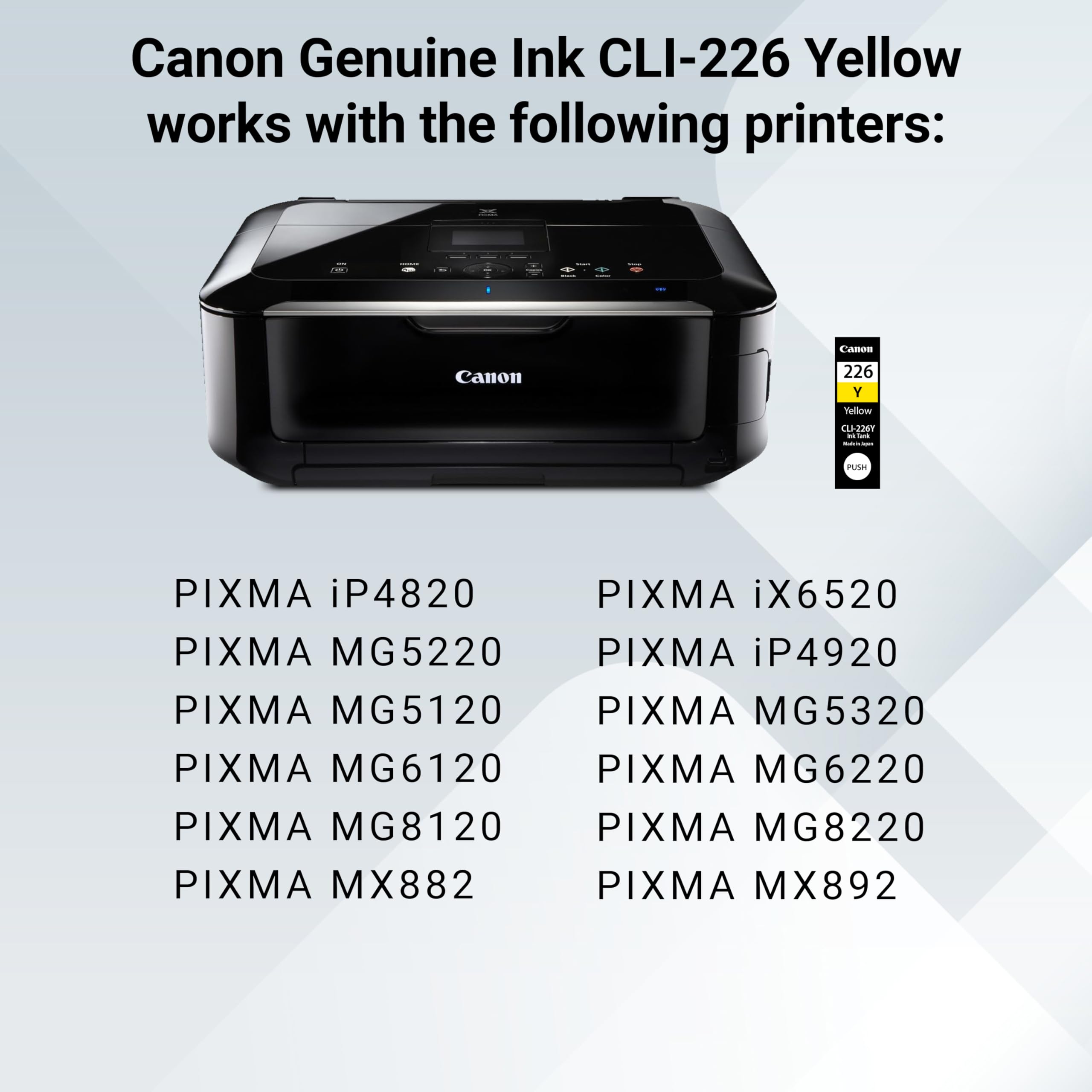 Canon CLI-226 YELLOW Compatible to iP4820,iP4920,iX6520,MG5120 CANON EXCLUSIVE,MG5320,MG5520,MG8120/MG6120,MG8220/MG6220,MX882,MX892/MX472 Printers