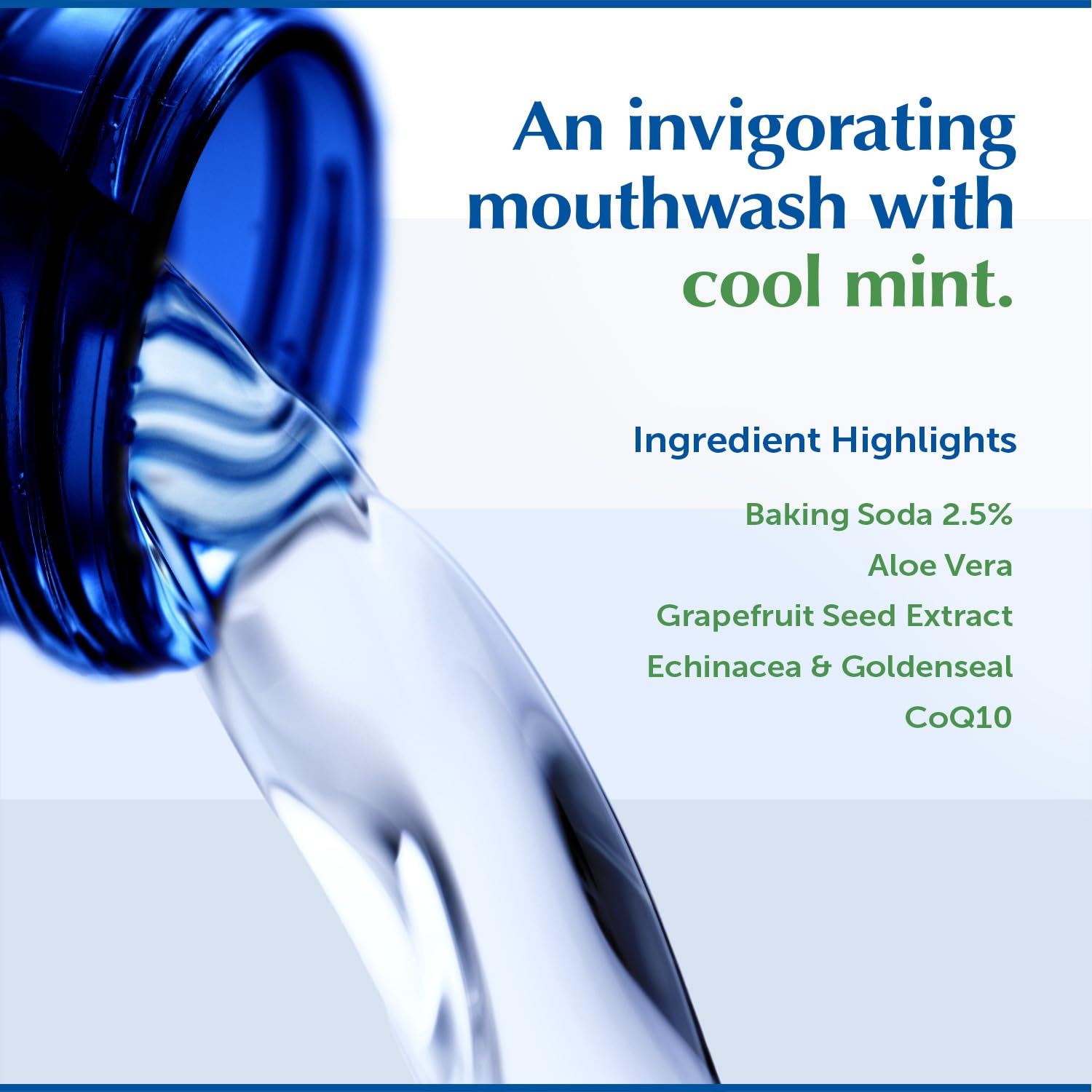 EcoDent Ultimate Sparkling Clean Mint Daily Mouth Rinse, Wound Cleaner, Essential Oils, Baking Soda, Co-Q10, Mouthwash, Fluoride Free Mouthwash, 8 Fl Oz
