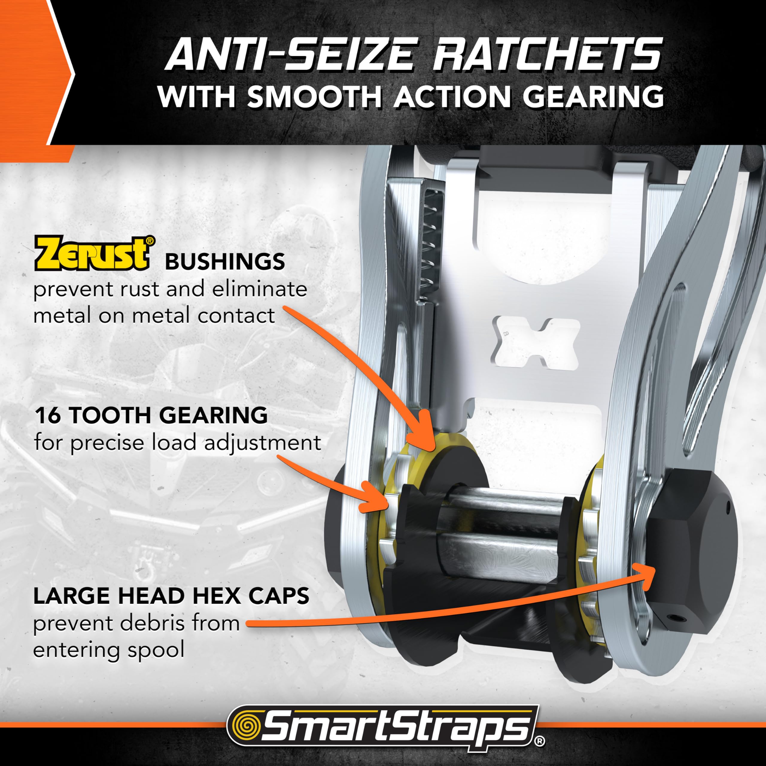 SmartStraps 14’ Premium Ratchet Straps, 4 Pack – 3,000lbs Break Strength, 1,000lbs Safe Work Load – Haul Heavy-Duty Loads Such As Boats and Appliances