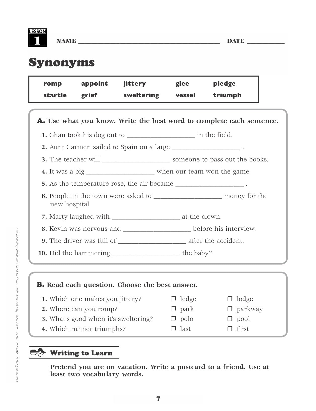 240 Vocabulary Words Kids Need to Know: Grade 4: 24 Ready-To-Reproduce Packets That Make Vocabulary Building Fun & Effective