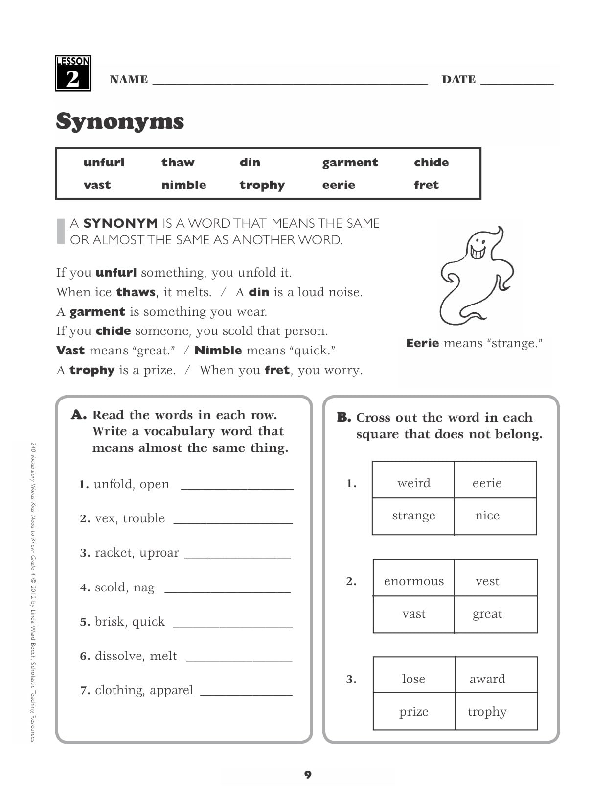 240 Vocabulary Words Kids Need to Know: Grade 4: 24 Ready-To-Reproduce Packets That Make Vocabulary Building Fun & Effective