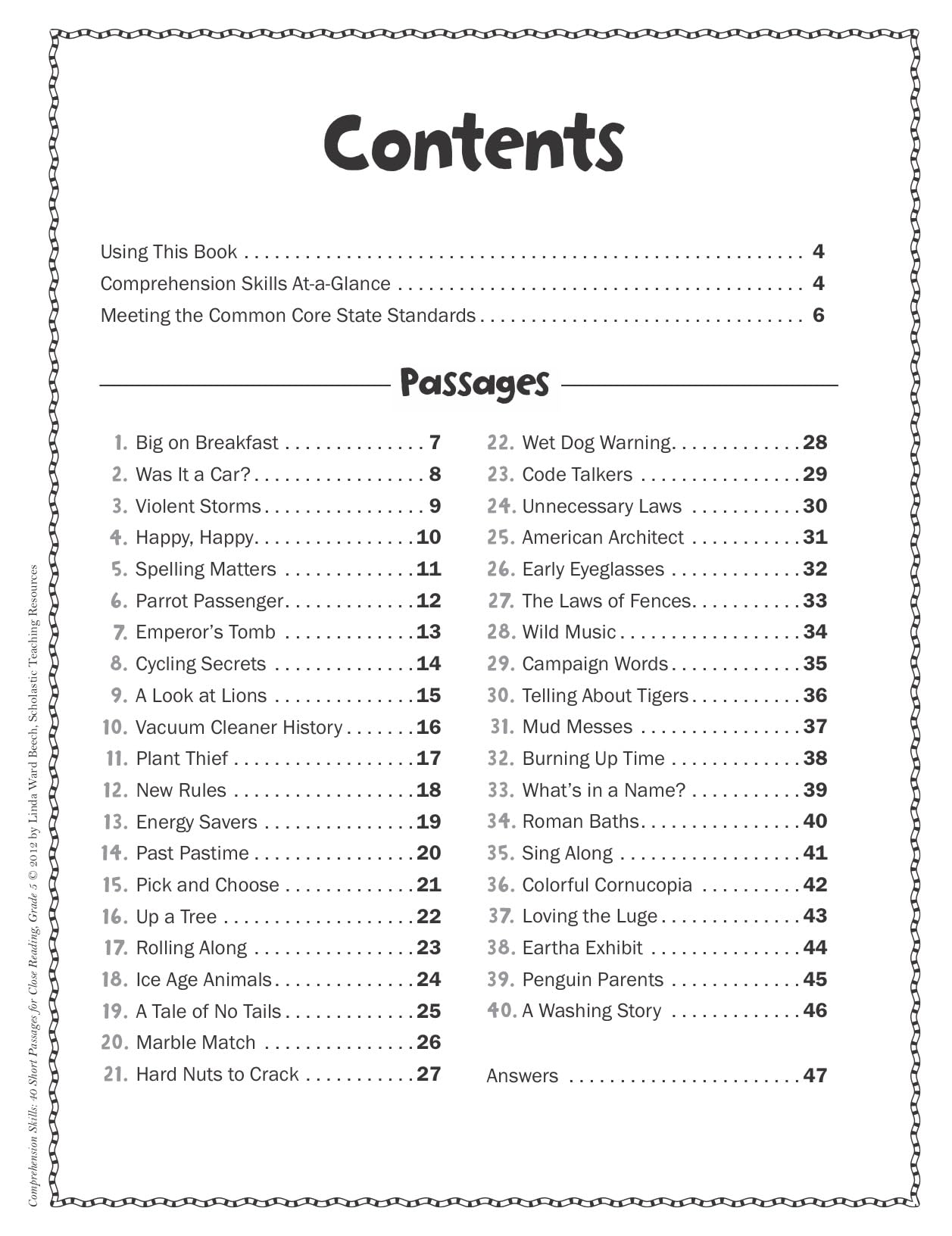 Scholastic Teaching Resources SC-546056 Comprehension Skills Gr 5 40 Short Passages For Close Reading