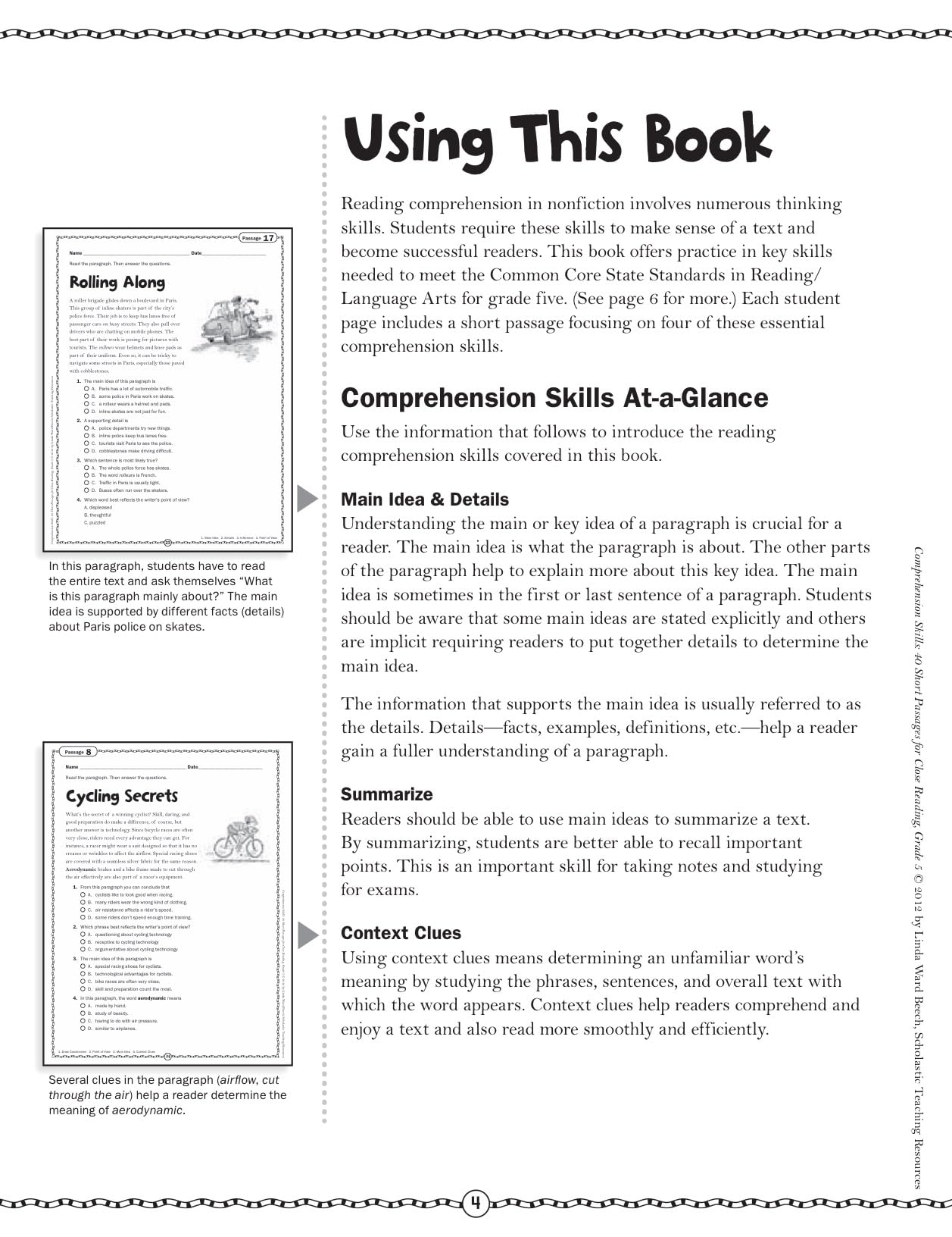 Scholastic Teaching Resources SC-546056 Comprehension Skills Gr 5 40 Short Passages For Close Reading