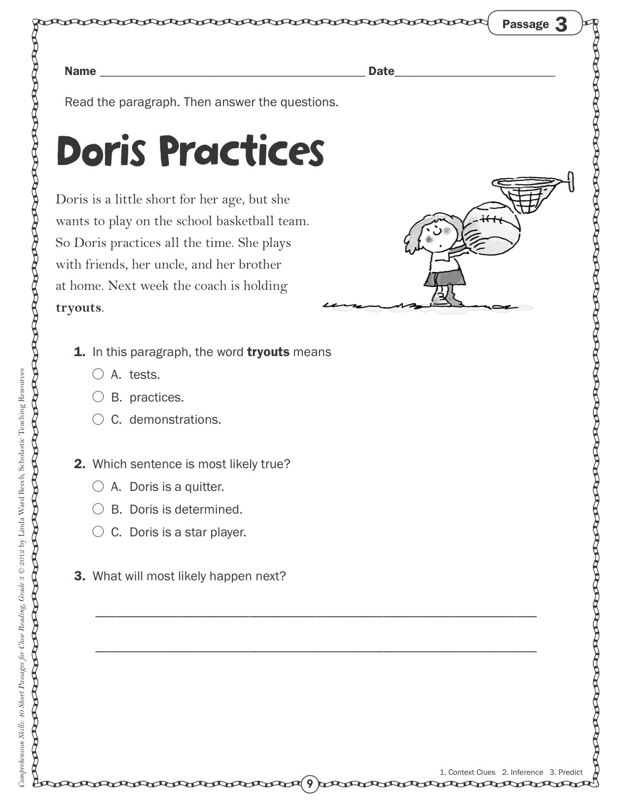 Comprehension Skills: Short Passages for Close Reading: Grade 3