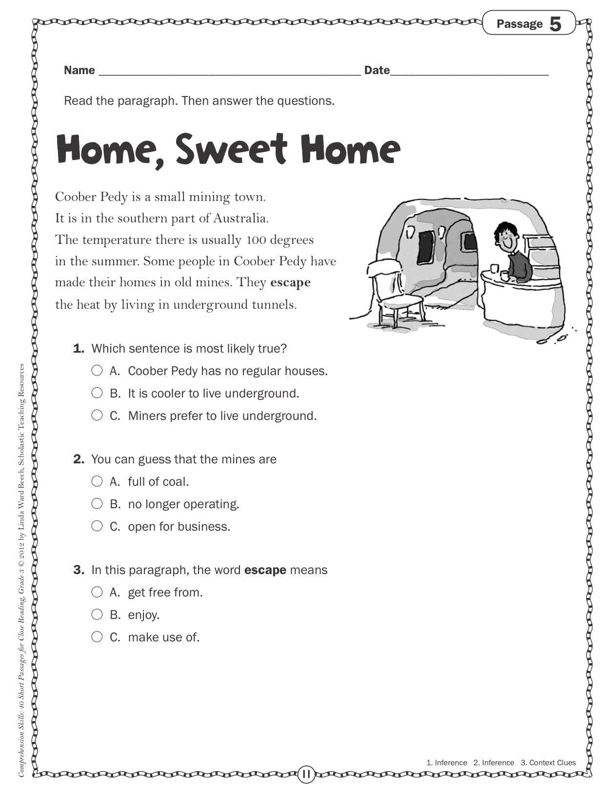 Comprehension Skills: Short Passages for Close Reading: Grade 3