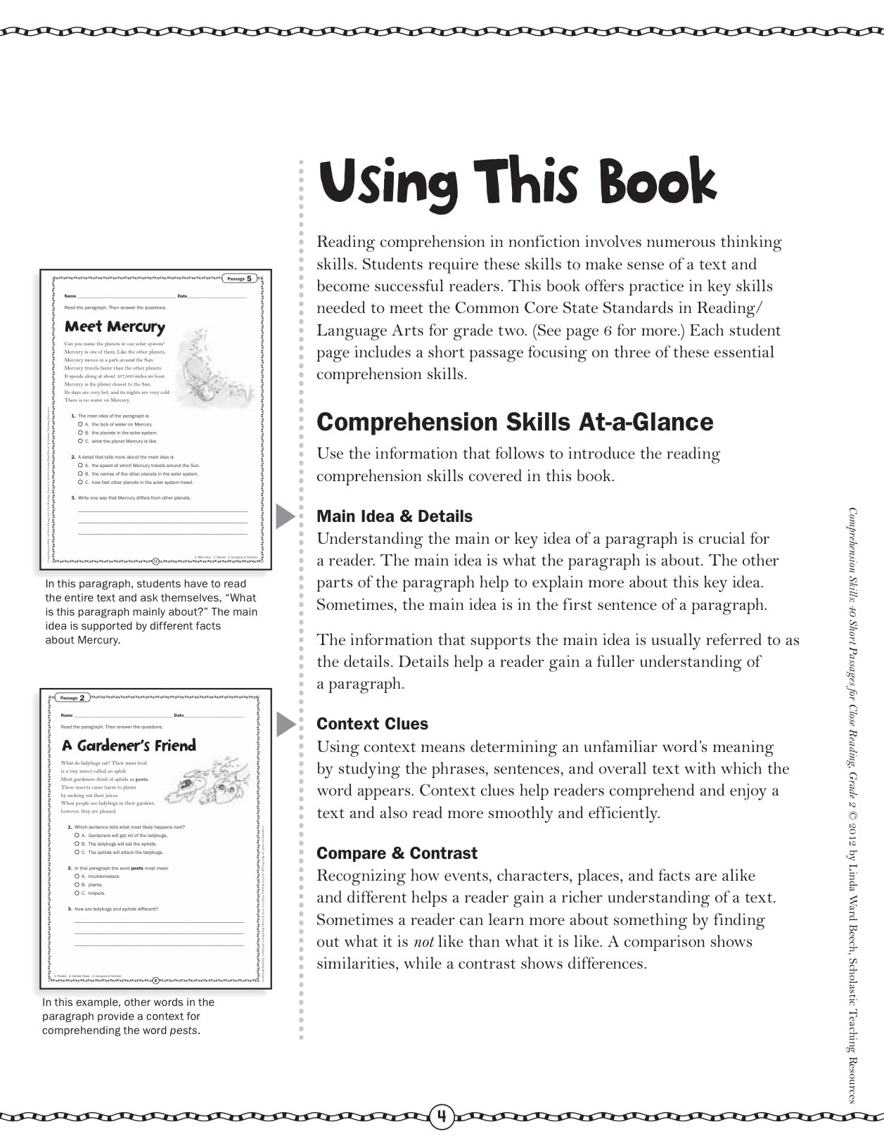 Scholastic Teaching Resources SC-546053 Comprehension Skills Gr 2 40 Short Passages For Close Reading