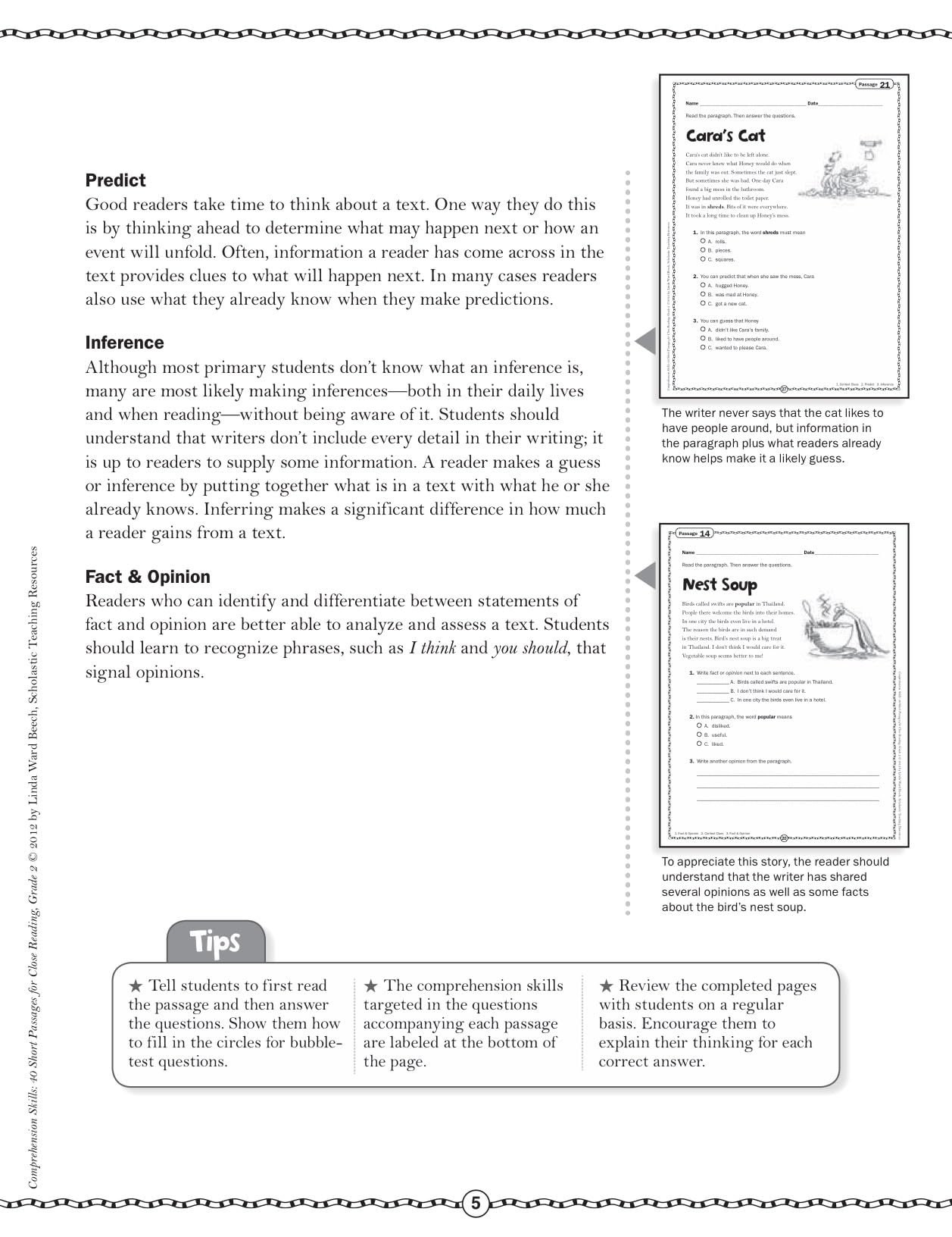Scholastic Teaching Resources SC-546053 Comprehension Skills Gr 2 40 Short Passages For Close Reading