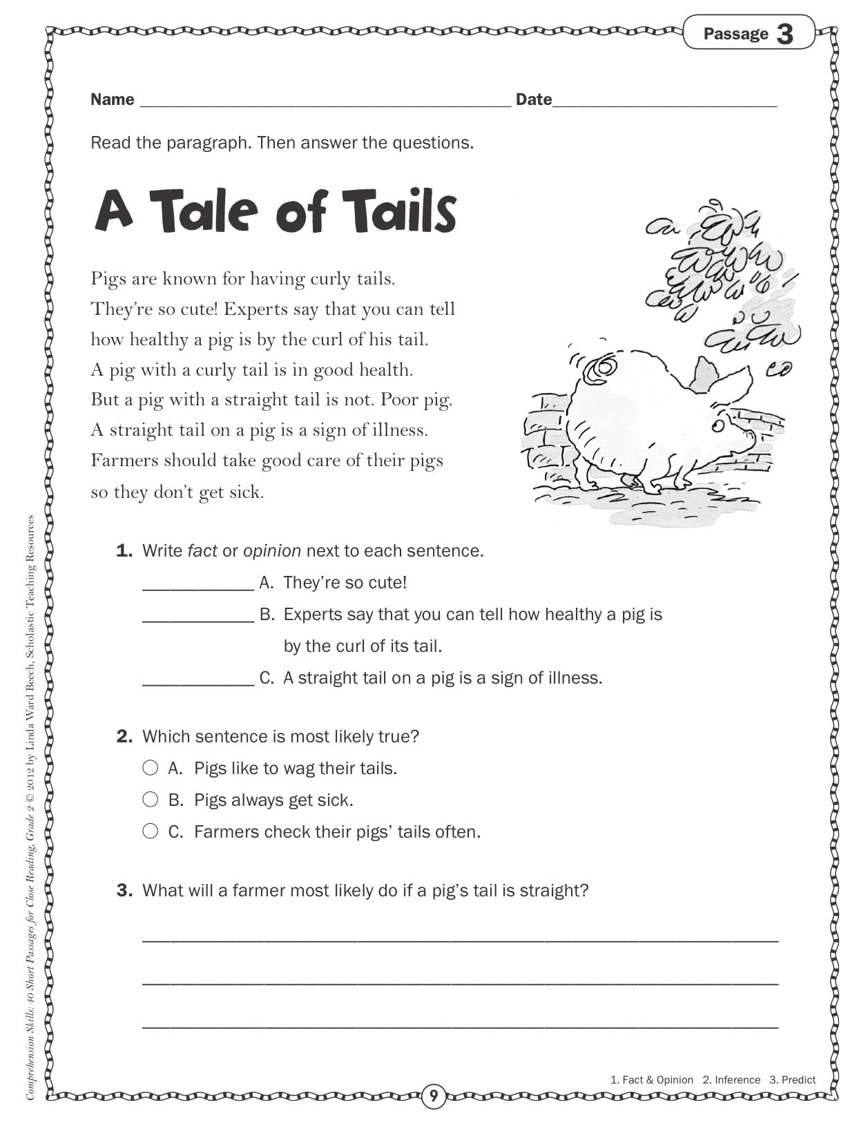 Scholastic Teaching Resources SC-546053 Comprehension Skills Gr 2 40 Short Passages For Close Reading