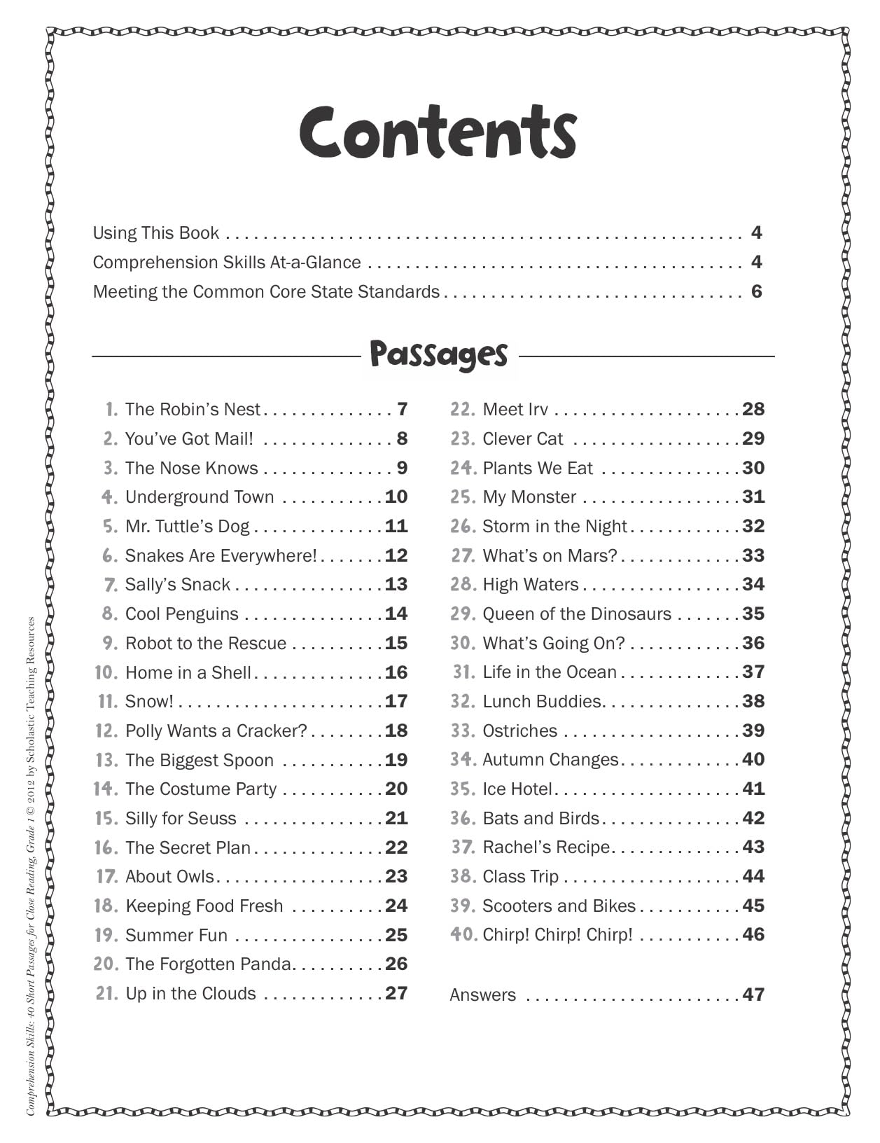 Comprehension Skills: Short Passages for Close Reading: Grade 1
