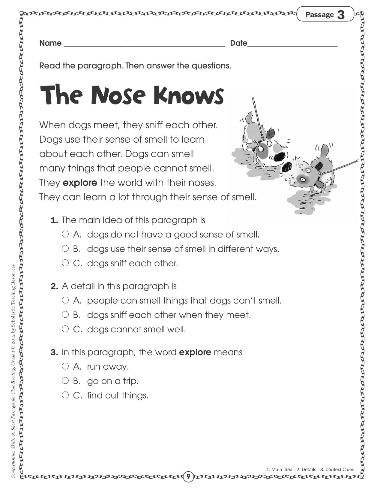 Comprehension Skills: Short Passages for Close Reading: Grade 1