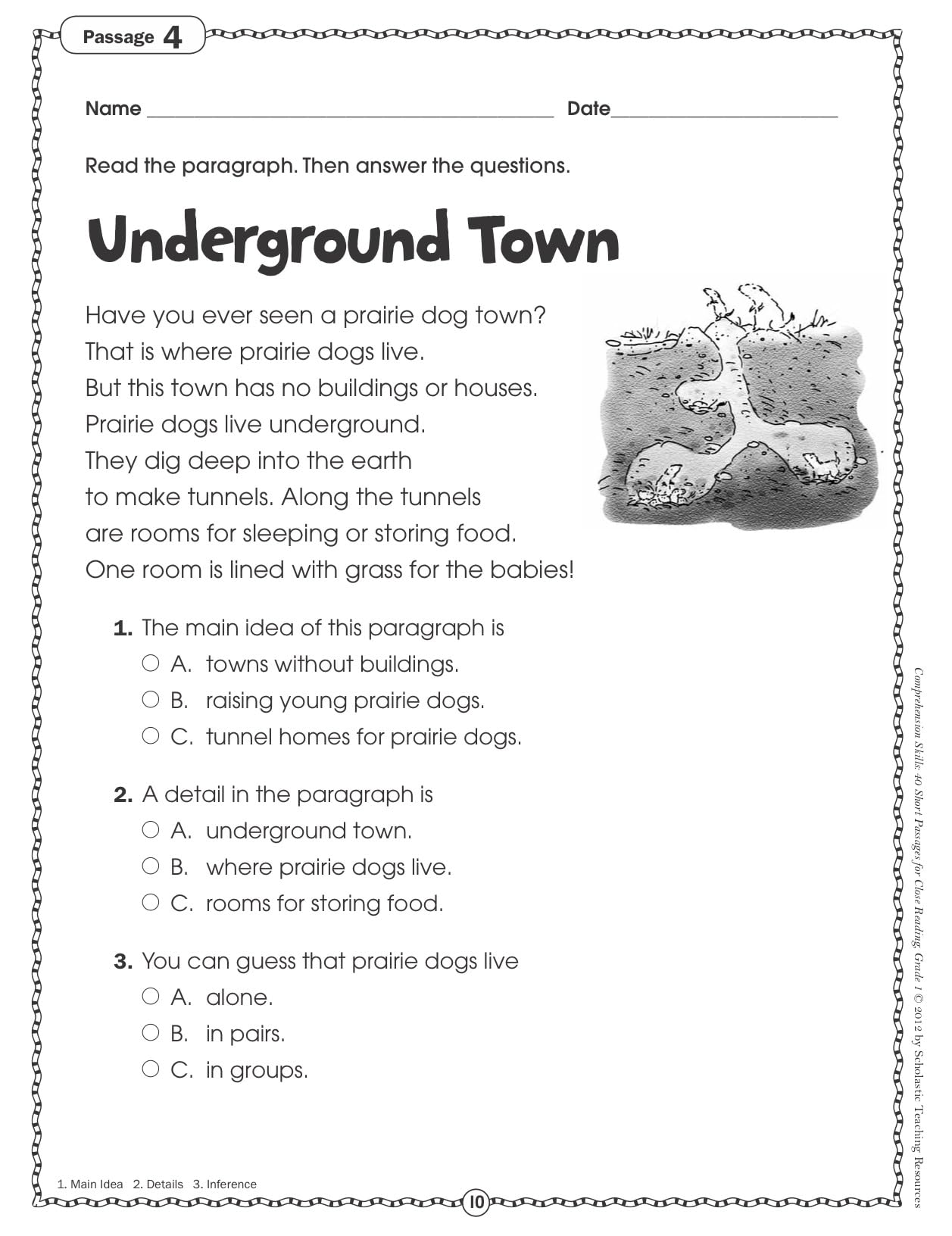 Comprehension Skills: Short Passages for Close Reading: Grade 1