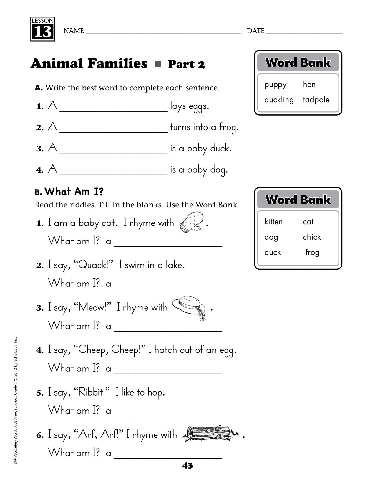 240 Vocabulary Words Kids Need to Know, Grade 1: 24 Ready-to-reproduce Packets That Make Vocabulary Building Fun & Effective