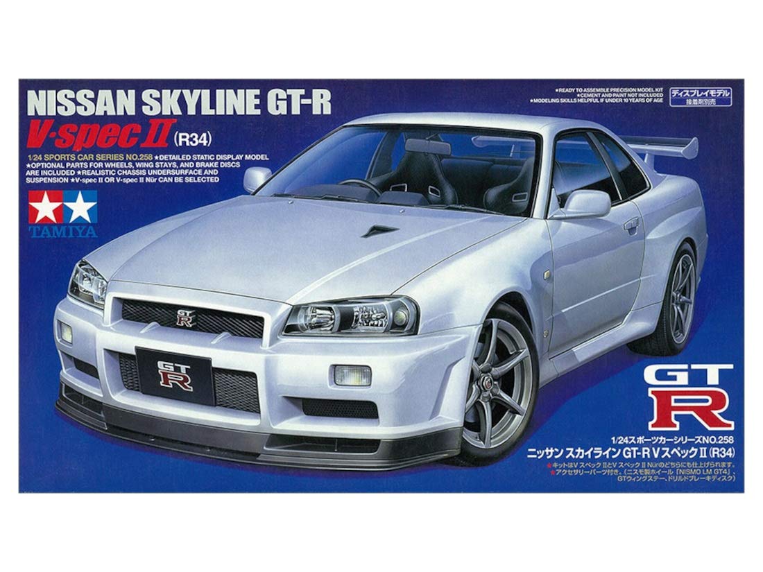 TAMIYA Nissan Skyline GT-R R34 V-Spec II 1/24 Scale Model Kit 24258