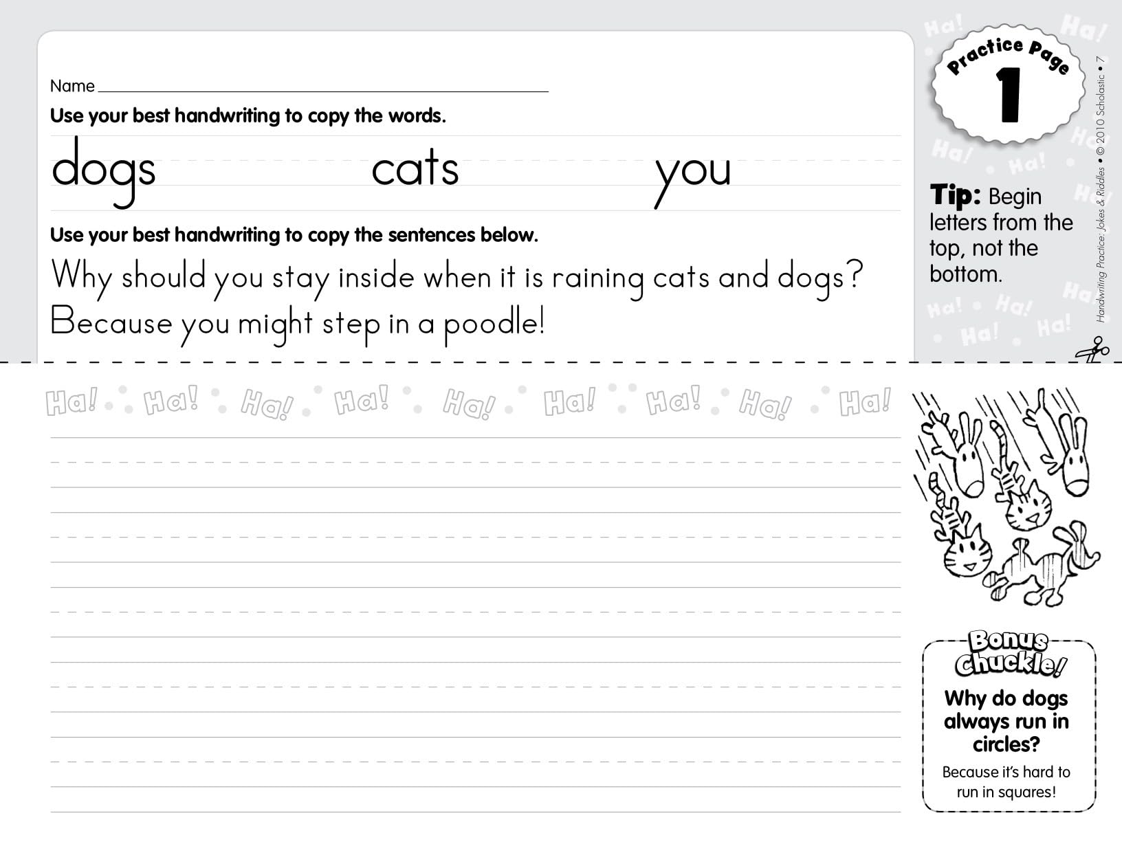 Handwriting Practice: Jokes & Riddles