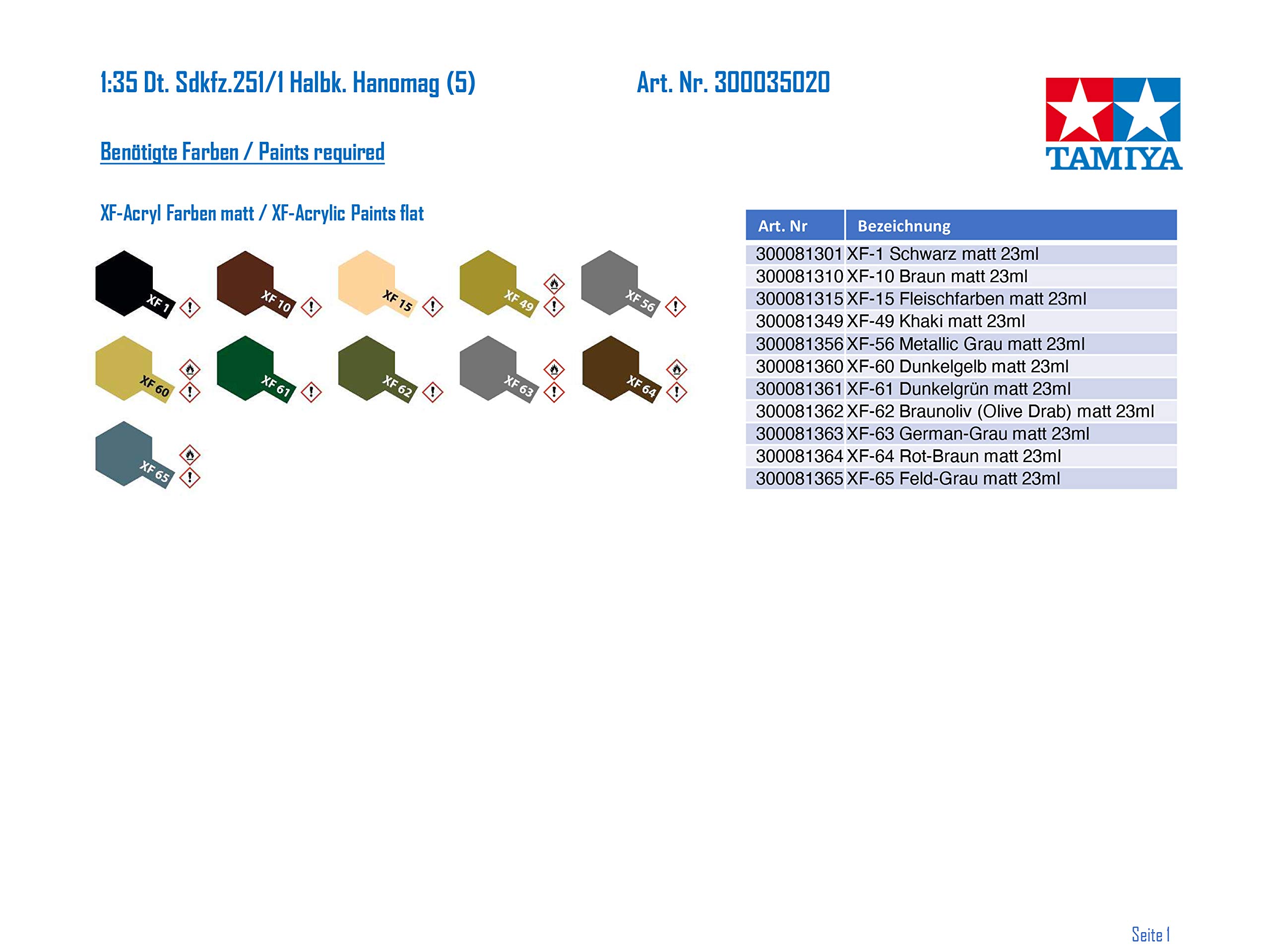 Tamiya 35020 1/35 German Hanomag SDKFZ 251/1 Plastic Model Kit