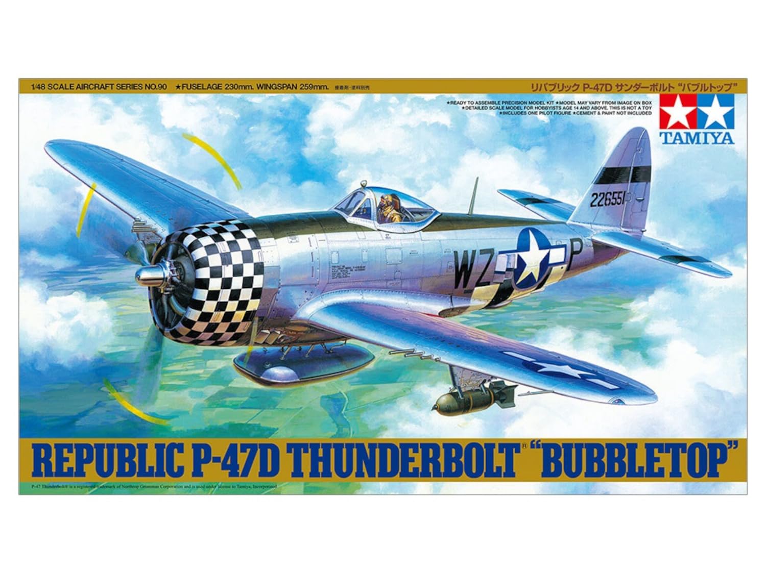 Tamiya 61090 1/48 P-47D Thunderbolt Bubbletop Plastic Model Airplane Kit