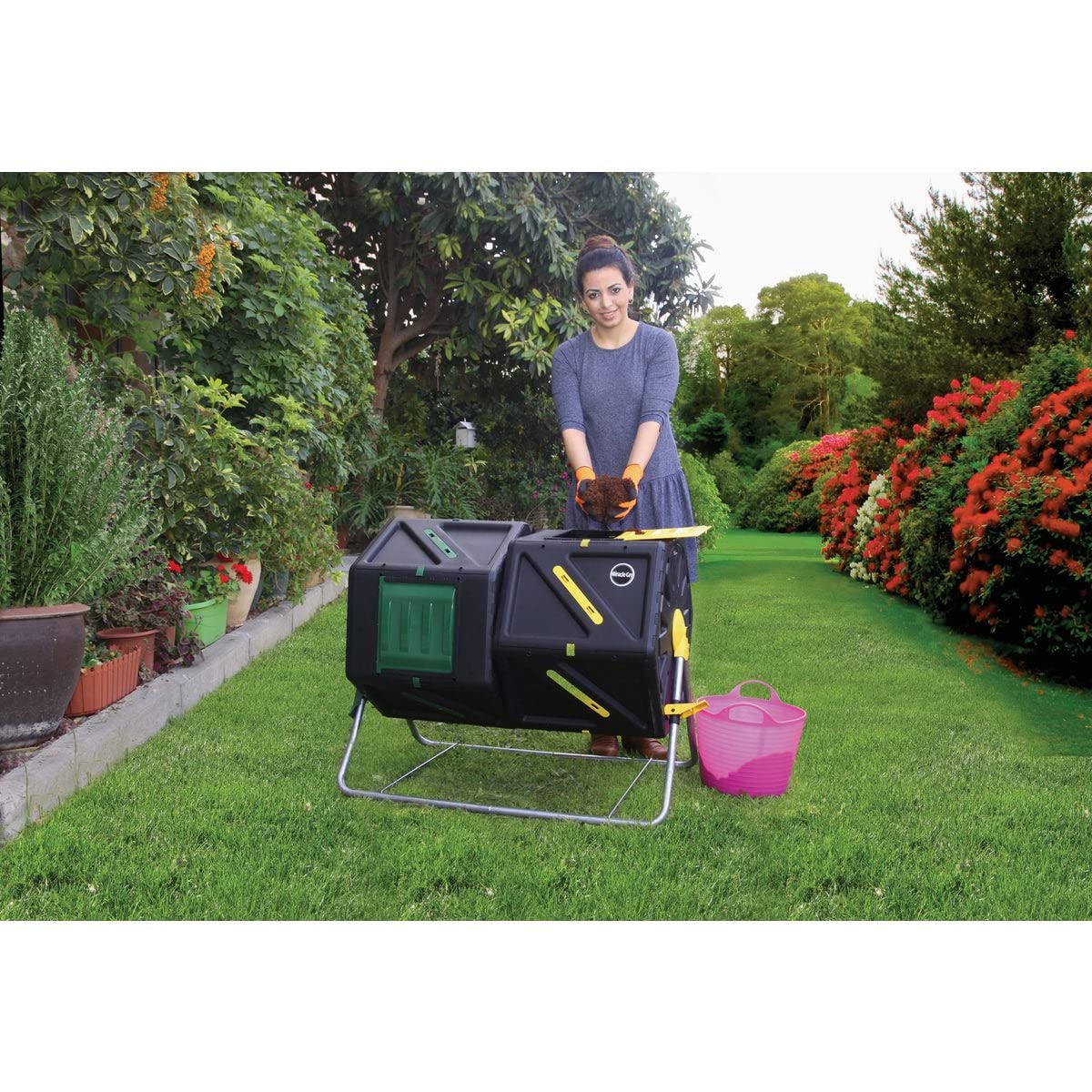 Miracle-Gro Dual Chamber Tumbling Composter, 105 L/27.7 Gallon Each Chamber