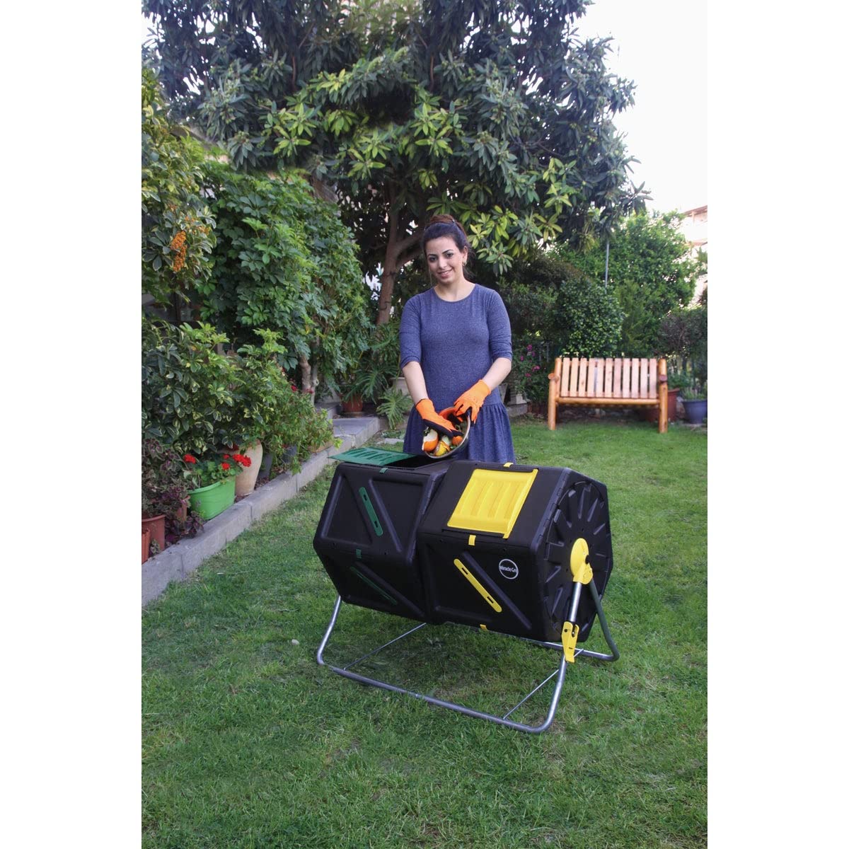 Miracle-Gro Dual Chamber Tumbling Composter, 105 L/27.7 Gallon Each Chamber