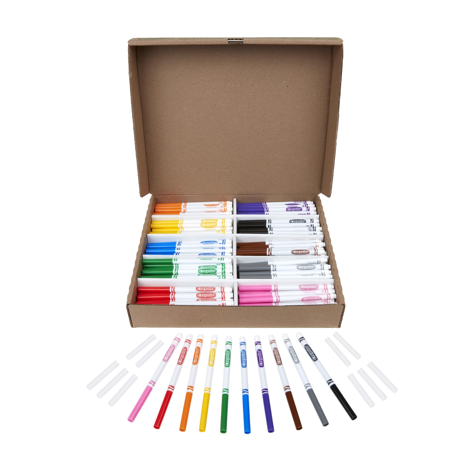 Crayola Fine Line Markers For Kids, Back to School Supplies For Teachers, Bulk Markers For School, 200 Count, Brown