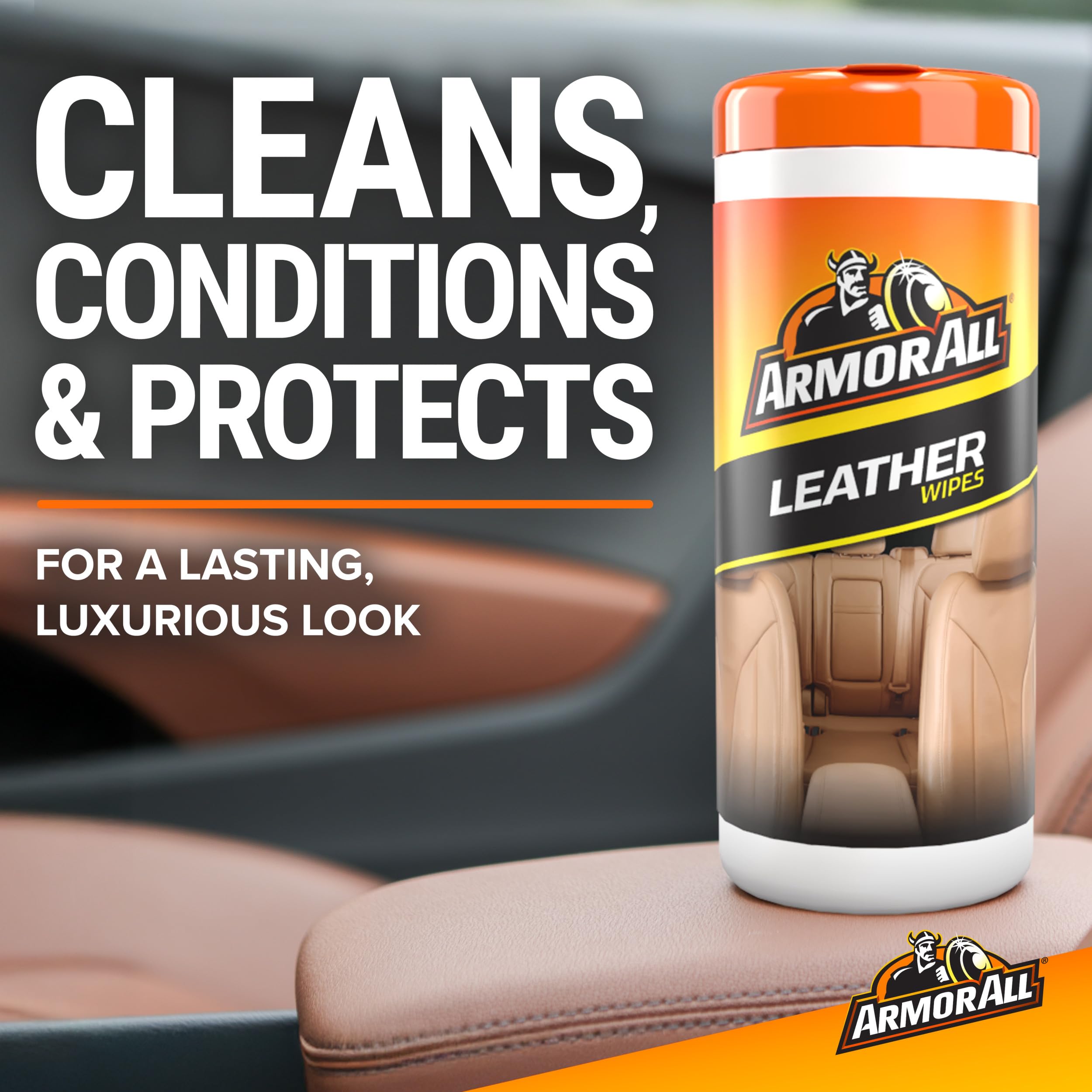 Armor All 10881 Interior Cleaner Car Leather Wipes by , For Cleaning Cars, Trucks and Motorcycles, 20 Count