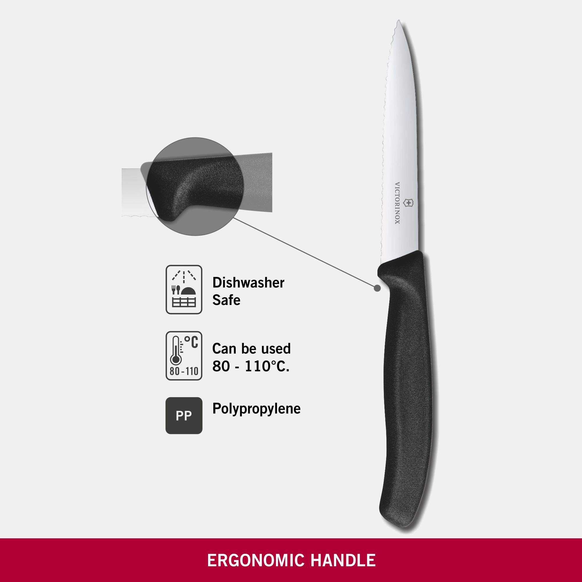 Victorinox VIC-6.7733 Swiss Classic Paring 4" Serrated Spear Point Blade 5/8" Width at Handle Black