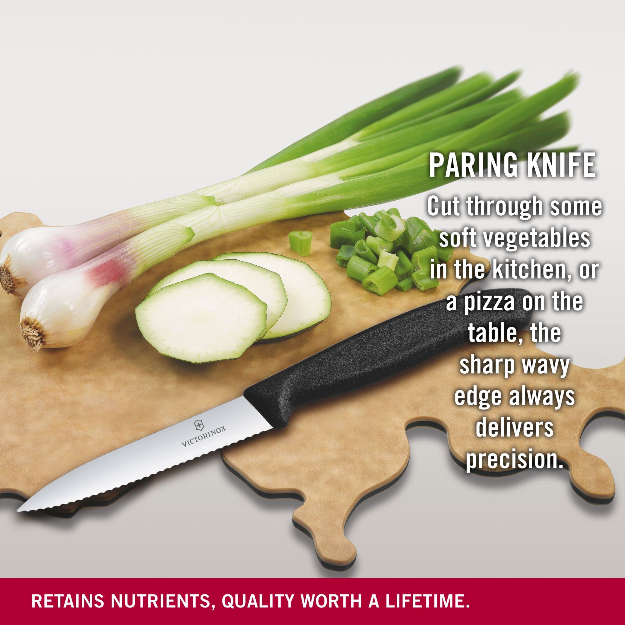 Victorinox VIC-6.7733 Swiss Classic Paring 4" Serrated Spear Point Blade 5/8" Width at Handle Black