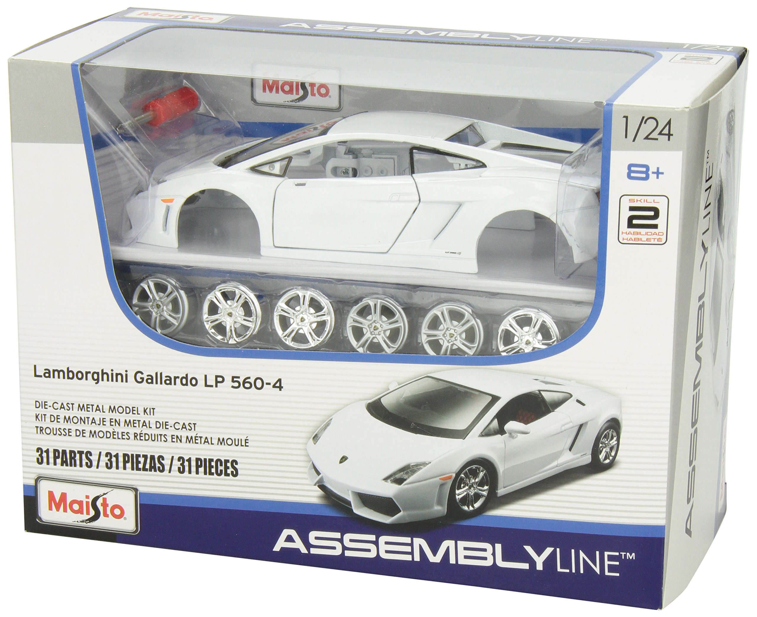 Maisto 1:24 Scale Assembly Line Lamborghini Gallardo LP 560-4 Diecast Model Kit, White