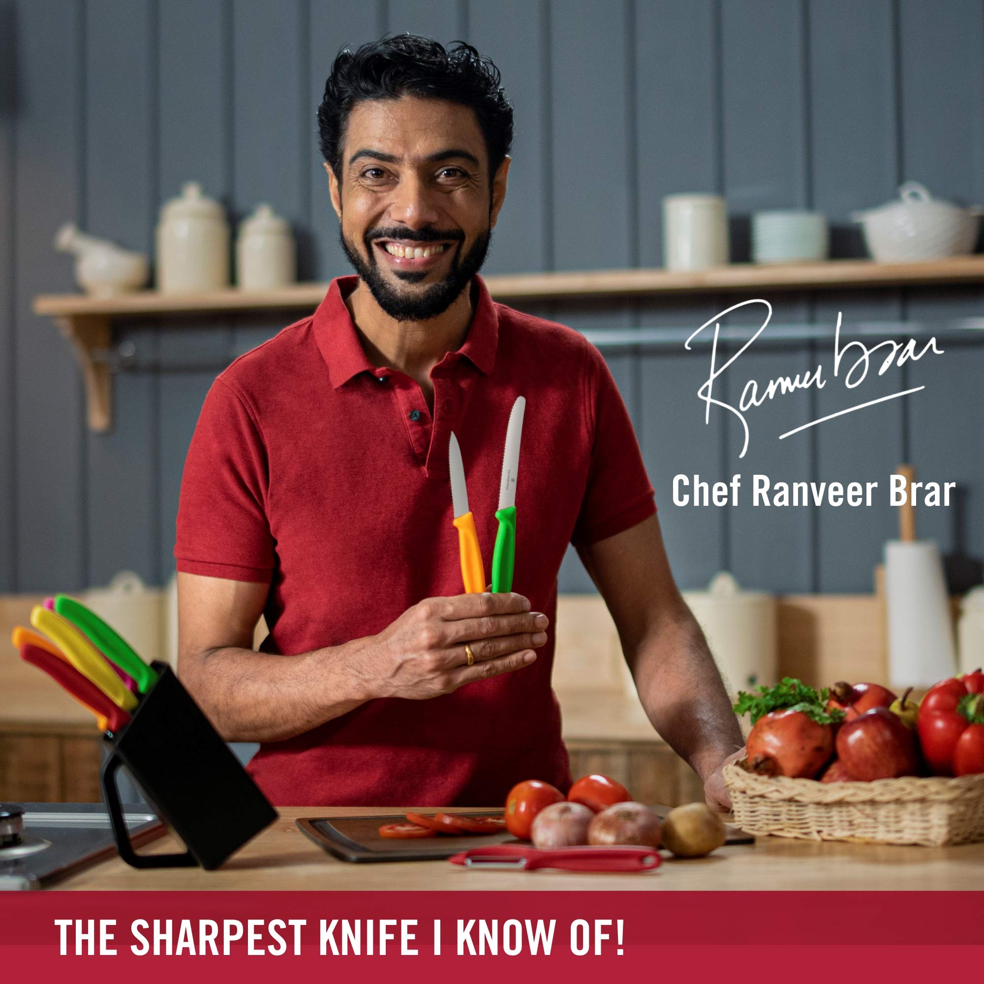 Victorinox Swiss Classic 3 1/4 inch Wavy Red Paring Knife, 3.1 inches