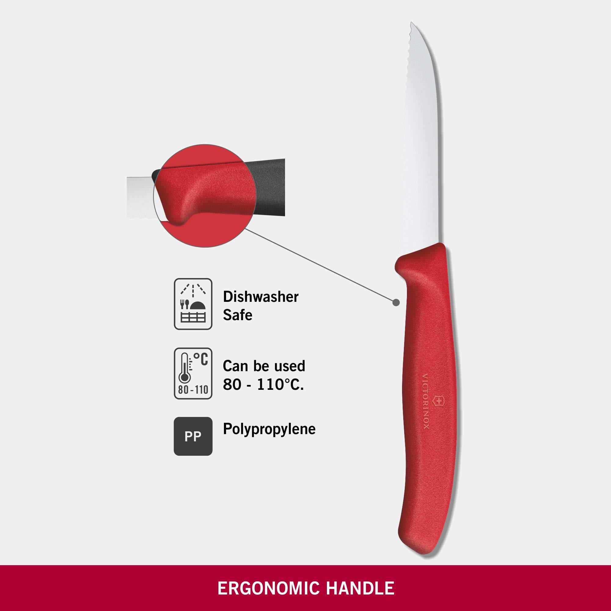 Victorinox Swiss Classic 3 1/4 inch Wavy Red Paring Knife, 3.1 inches