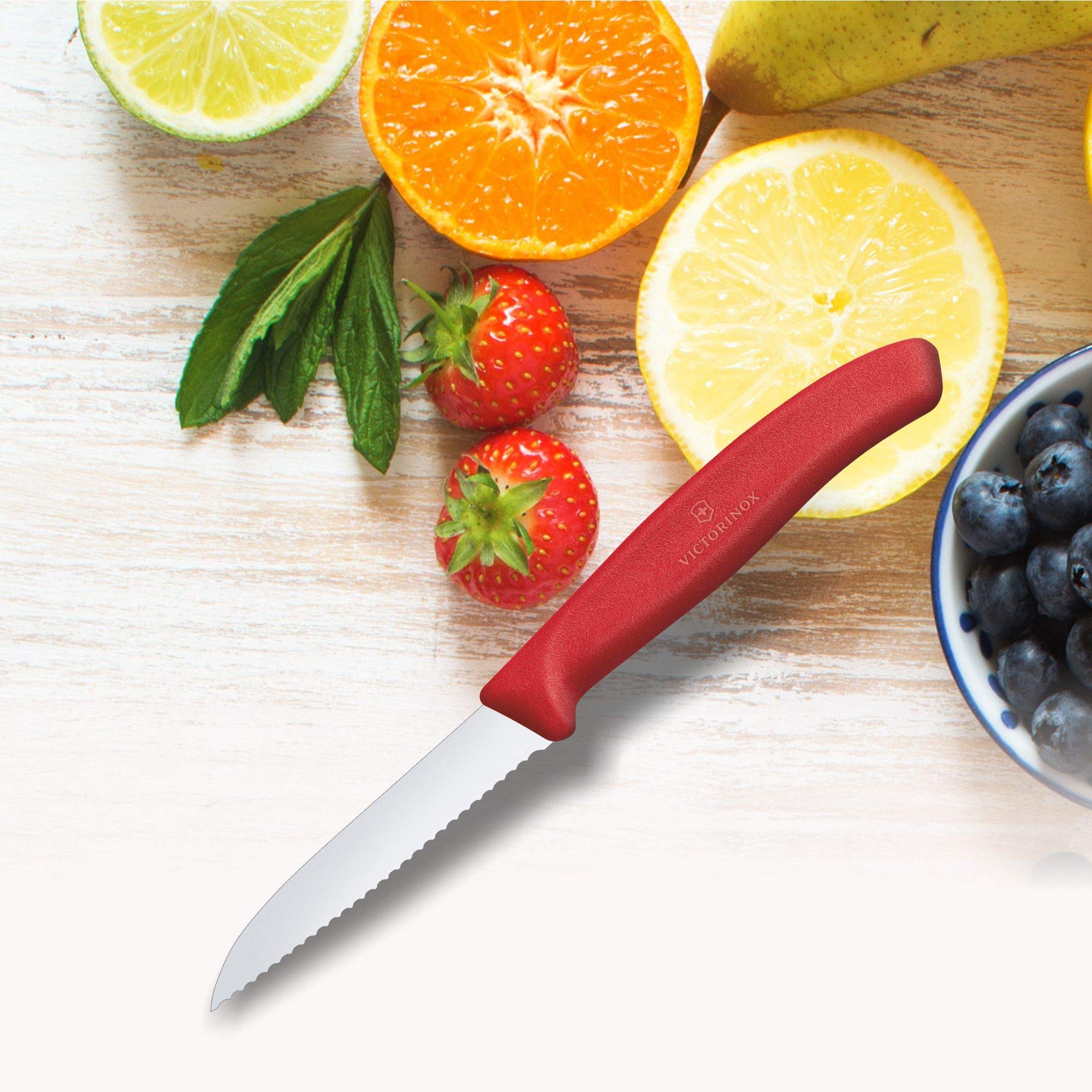 Victorinox Swiss Classic 3 1/4 inch Wavy Red Paring Knife, 3.1 inches
