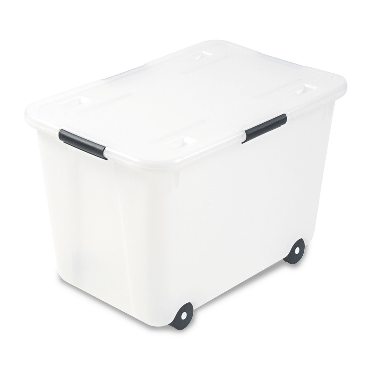 Advantus Rolling Storage Box with Snap Lid, 15-Gallon Size, Clear (34009)