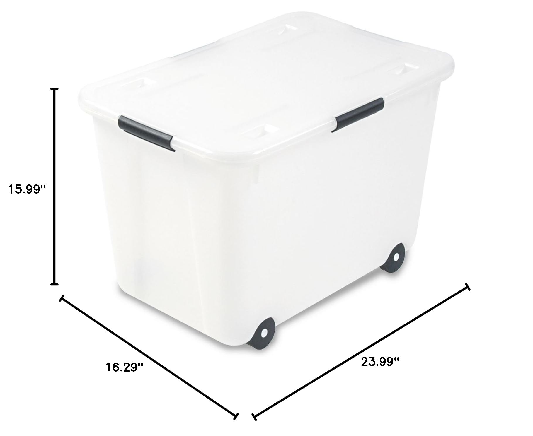 Advantus Rolling Storage Box with Snap Lid, 15-Gallon Size, Clear (34009)