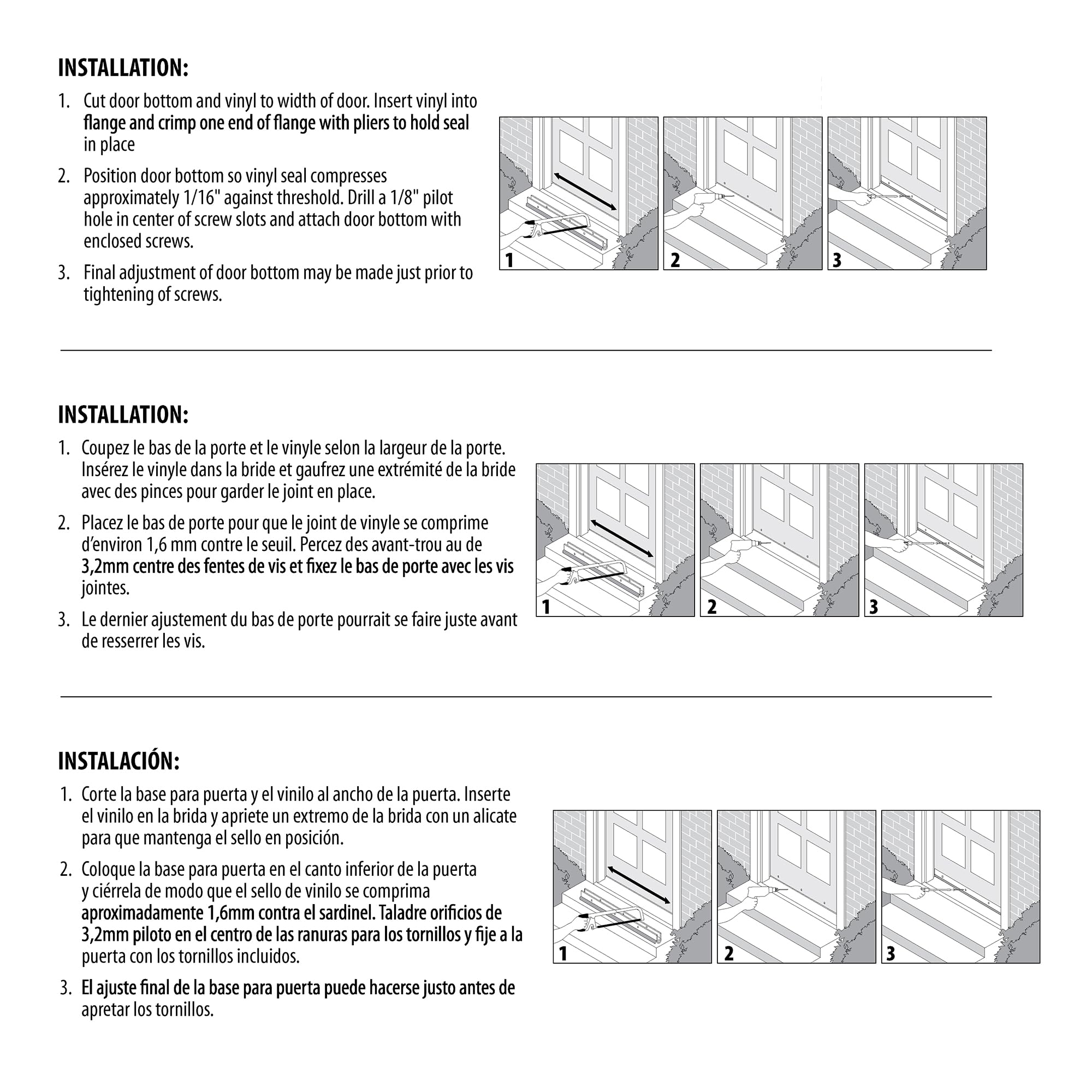 M-D Building Products 68593 1-3/4x36-Inch Aluminum Weatherstrip Door Bottom with Mill/Vinyl Finish