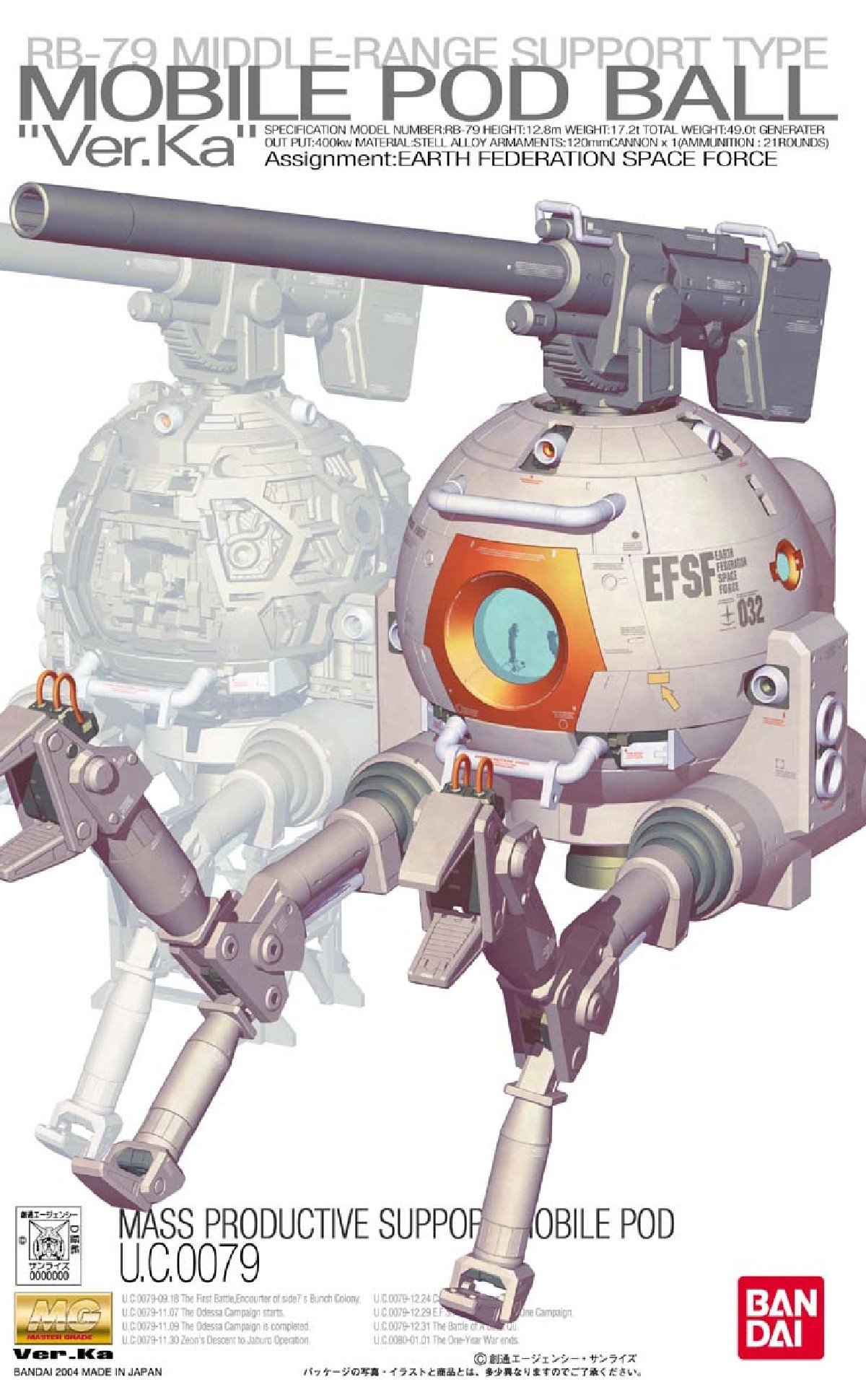 Gundam RB-79 Ball Ver Ka MG 1/100 Scale