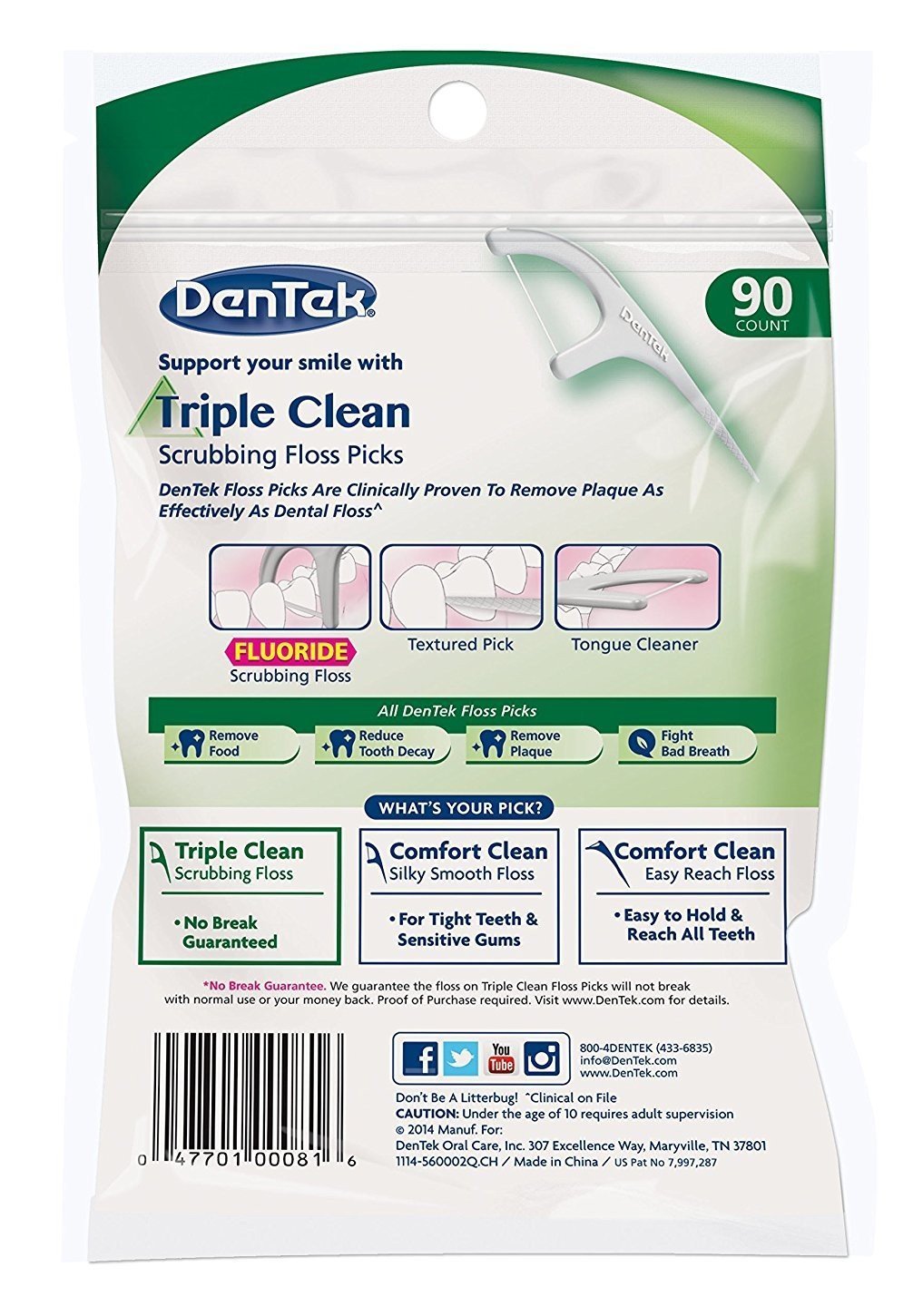 DenTek Floss Picks - Fresh Mint - 90 Count