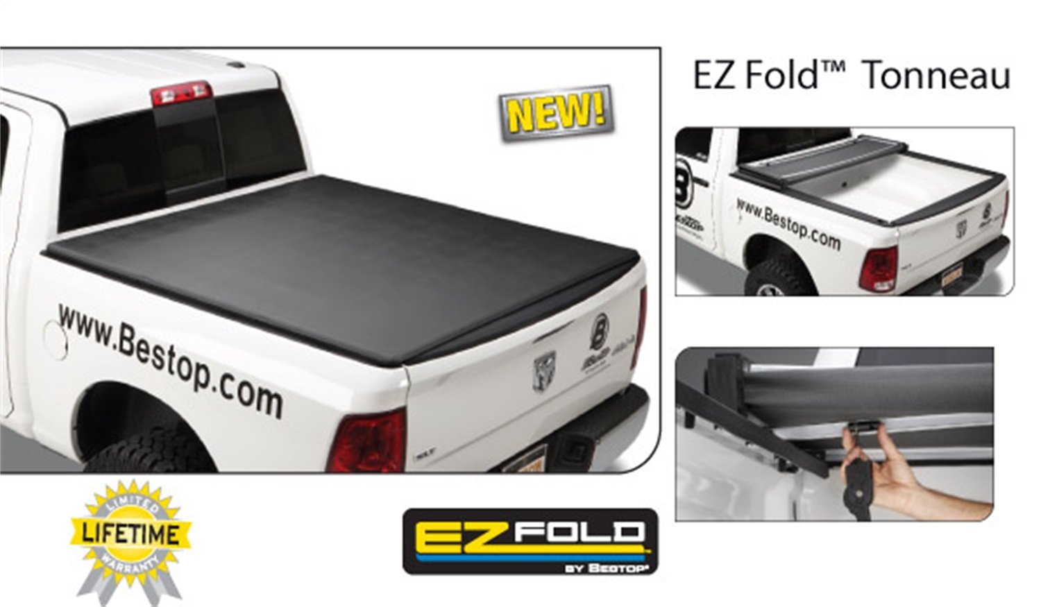 Bestop 1612501 EZFold Soft Tonneau Cover for 1993-2011 Ranger Splash - Flareside - 6.0 ft Bed