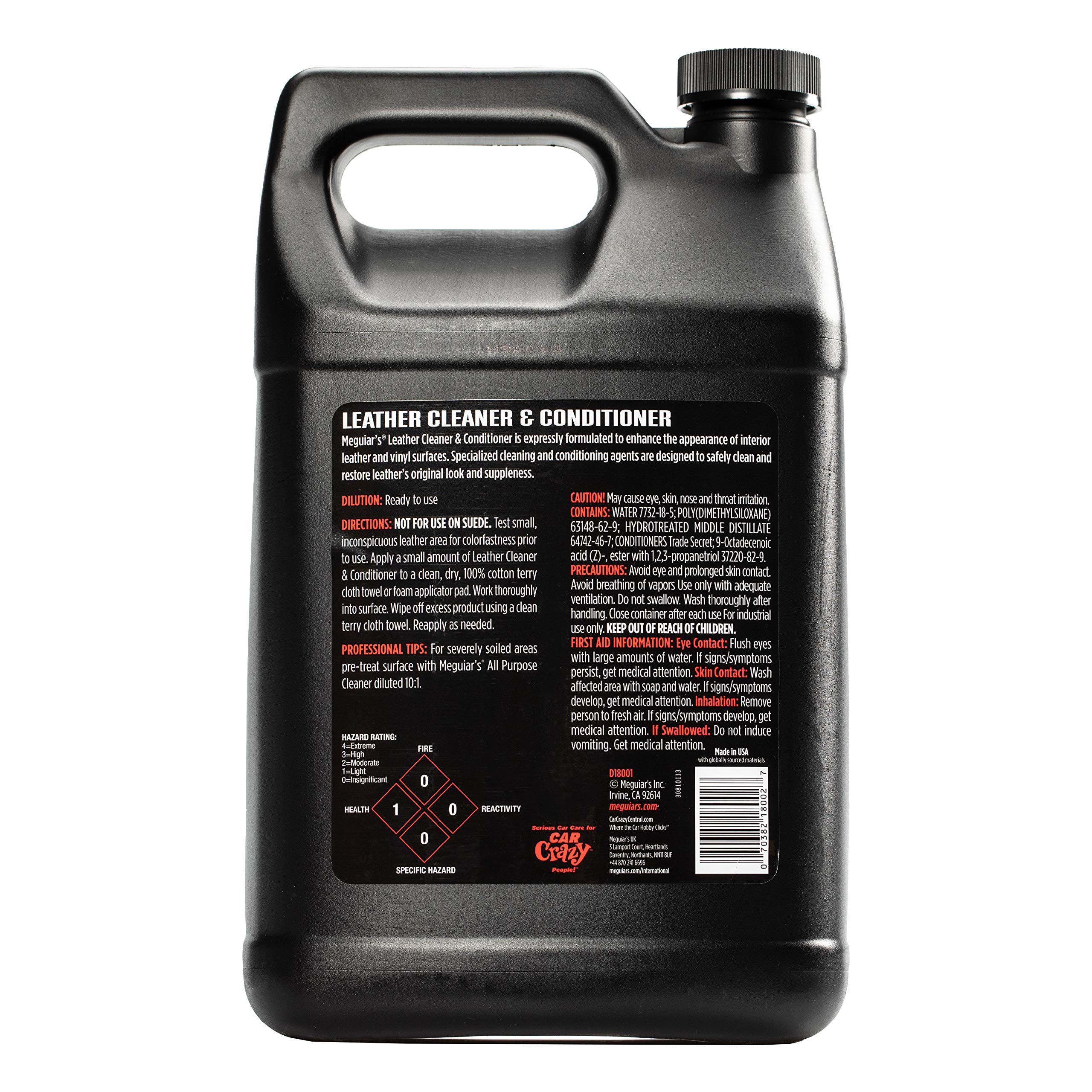 Meguiar's D18001 Detailer Leather Cleaner & Conditioner - 1 Gallon Container