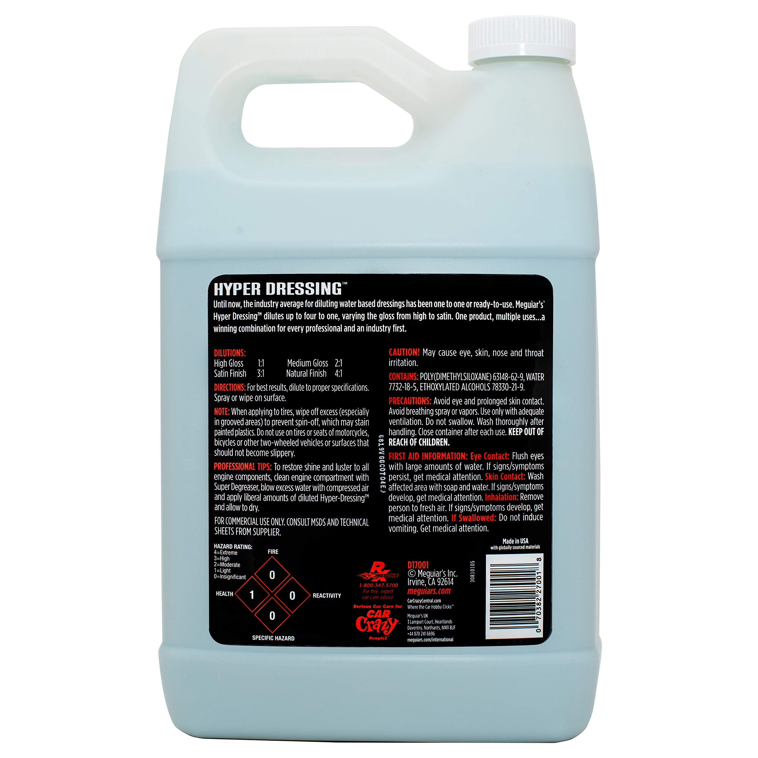 Meguiar's D17001 Hyper Dressing - 1 Gallon â€“ Give Your Carâ€™s Trim Pieces the Best Shine & Gloss