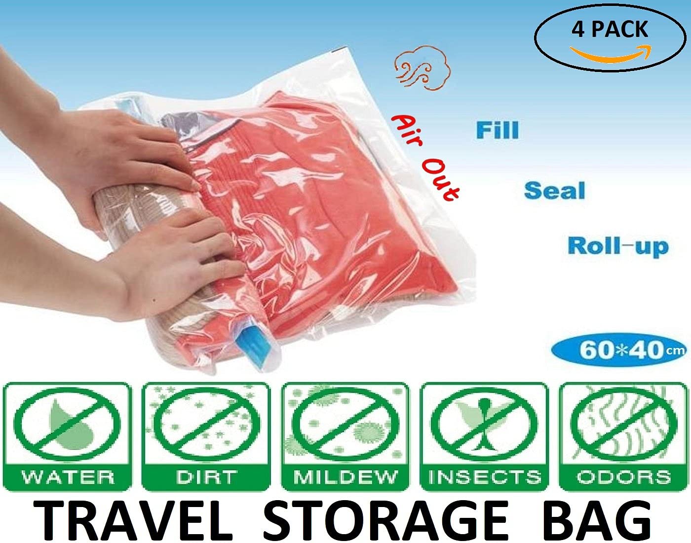 YAWPED 9 Pack Combo Premium Super Jumbo Vacuum Storage Space Saver Bags X5 (130X100cm) with Travel Bag X4 (60X40cm)