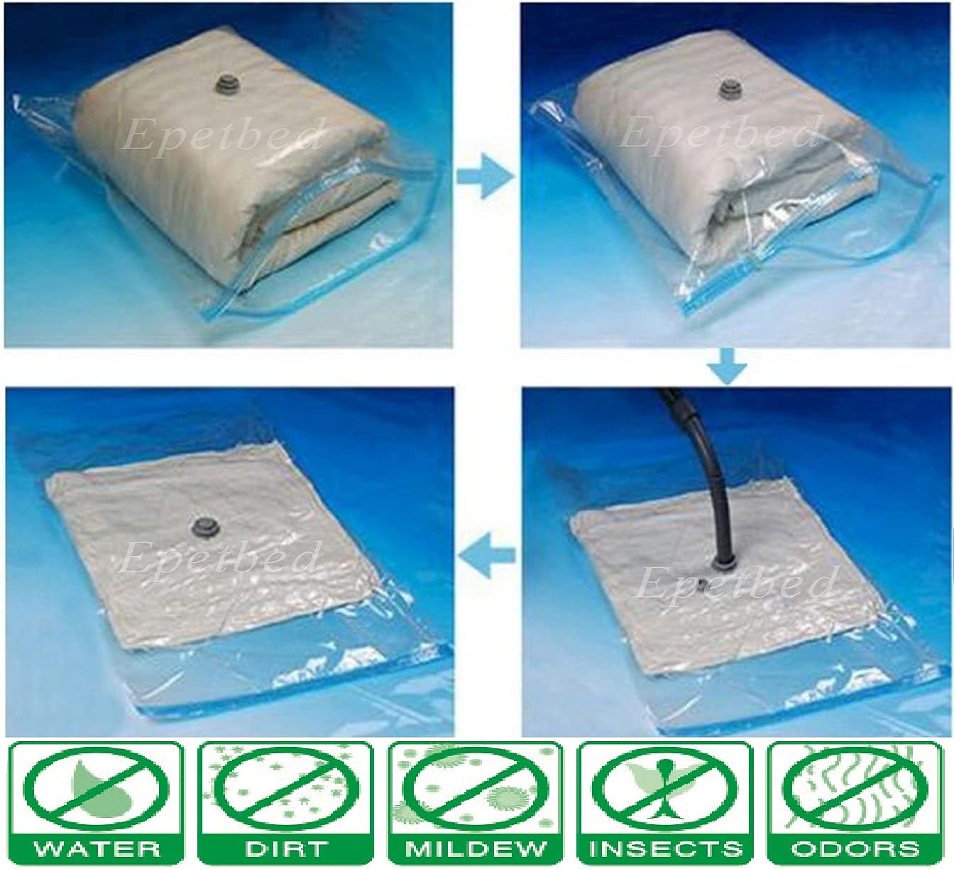 YAWPED 9 Pack Combo Premium Super Jumbo Vacuum Storage Space Saver Bags X5 (130X100cm) with Travel Bag X4 (60X40cm)
