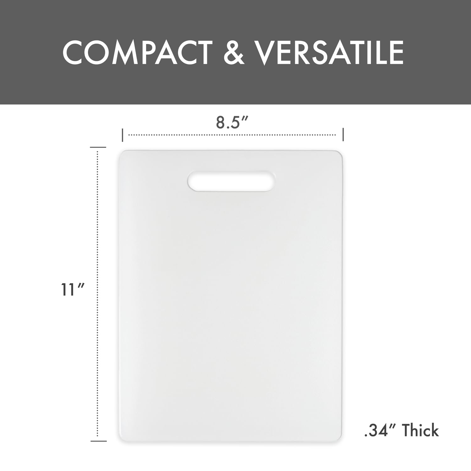 Dexas NSF Polysafe Cutting Board with Handle, 8.5 by 11 inches, White