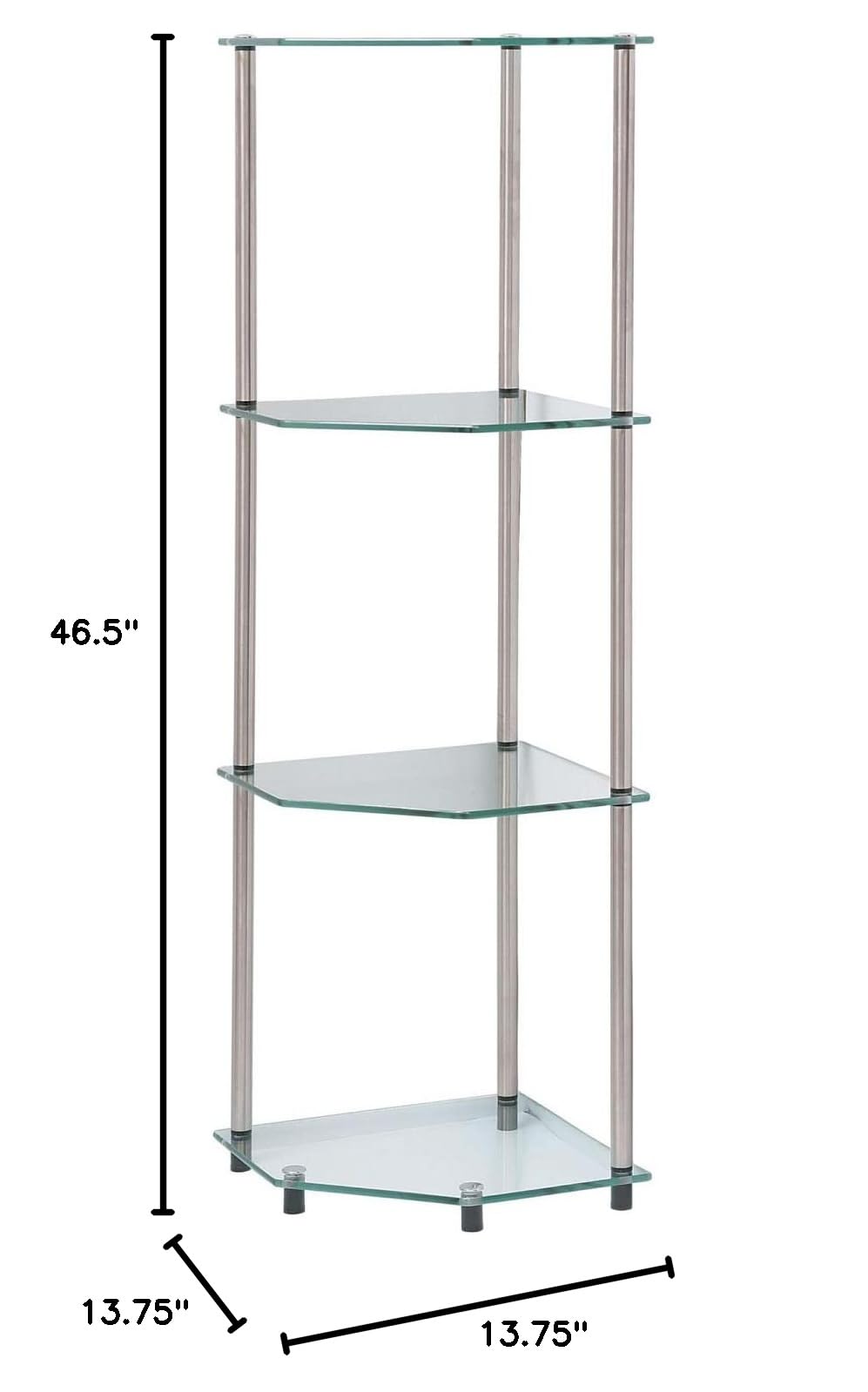 Convenience Concepts Designs2Go Classic Glass 4 Tier Corner Shelf