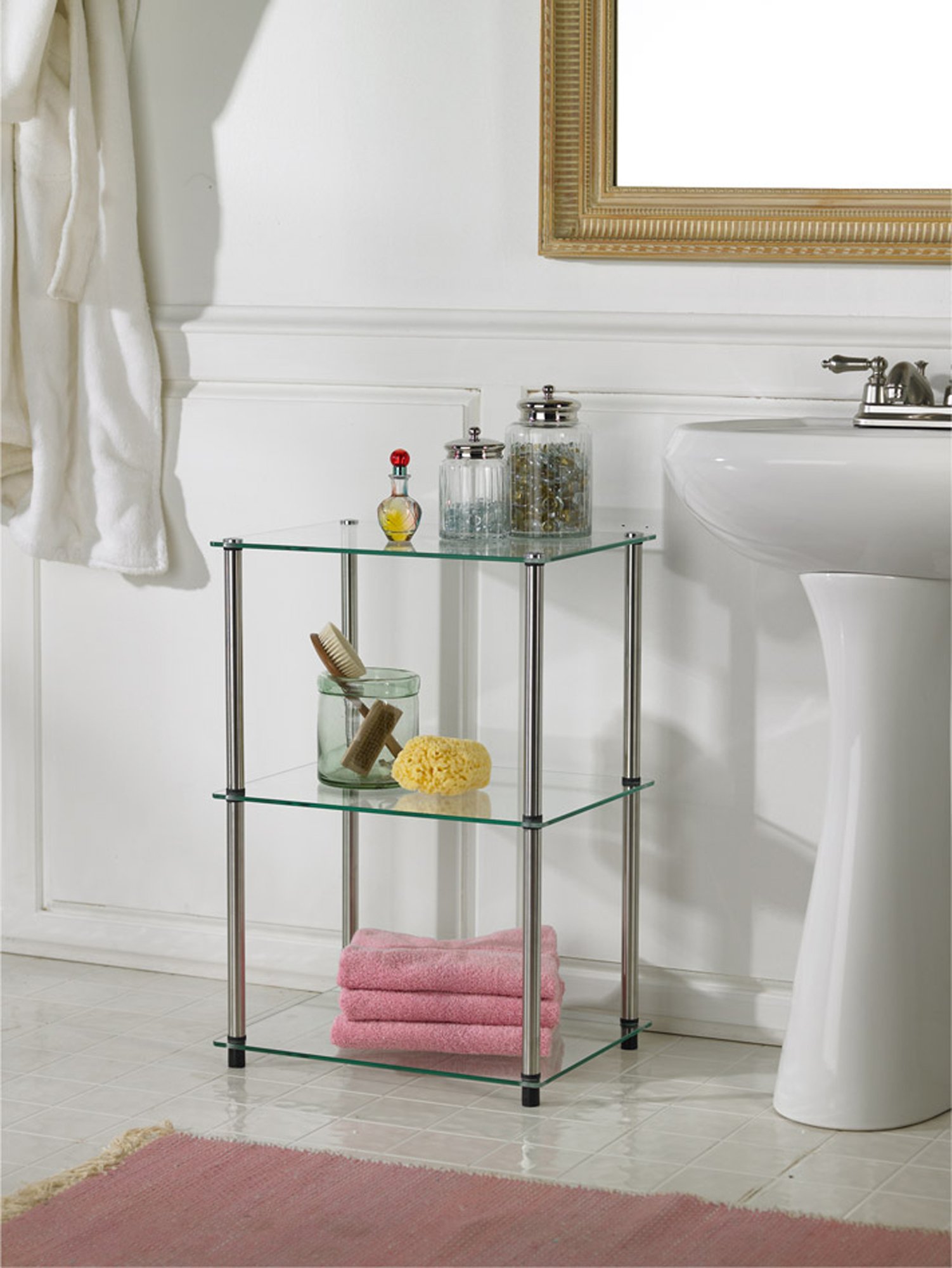 Convenience Concepts Designs2Go Classic Glass 3 Tier Lamp / End Table, Glass