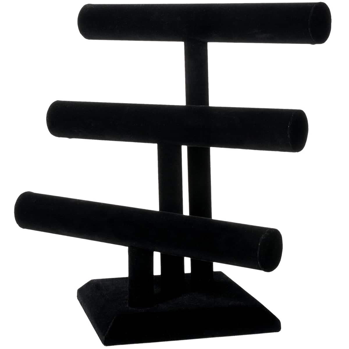 Darice Triple Bar Velvet Jewelry Stand, Black
