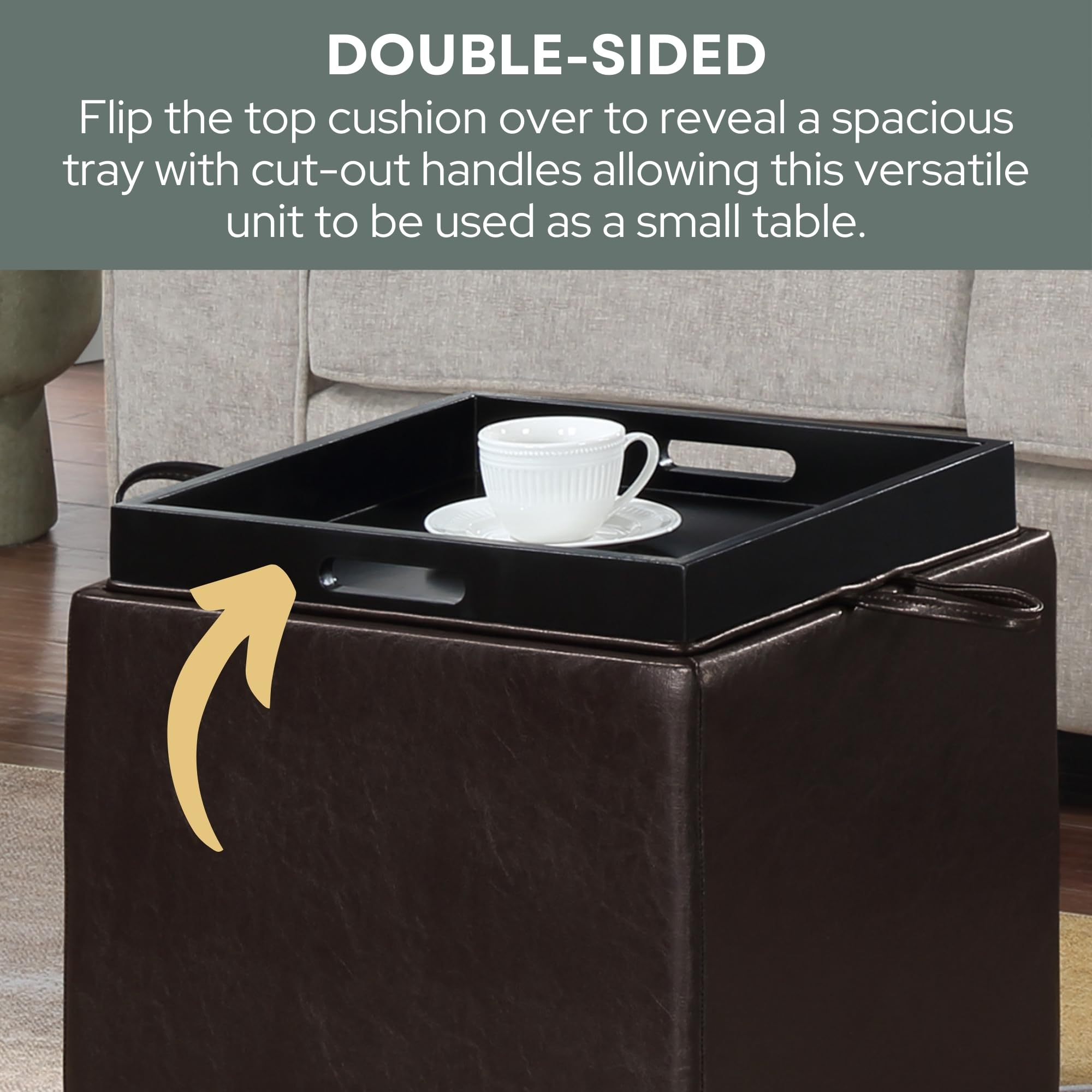 Convenience Concepts Designs4Comfort Park Avenue Single Ottoman with Stool, Espresso