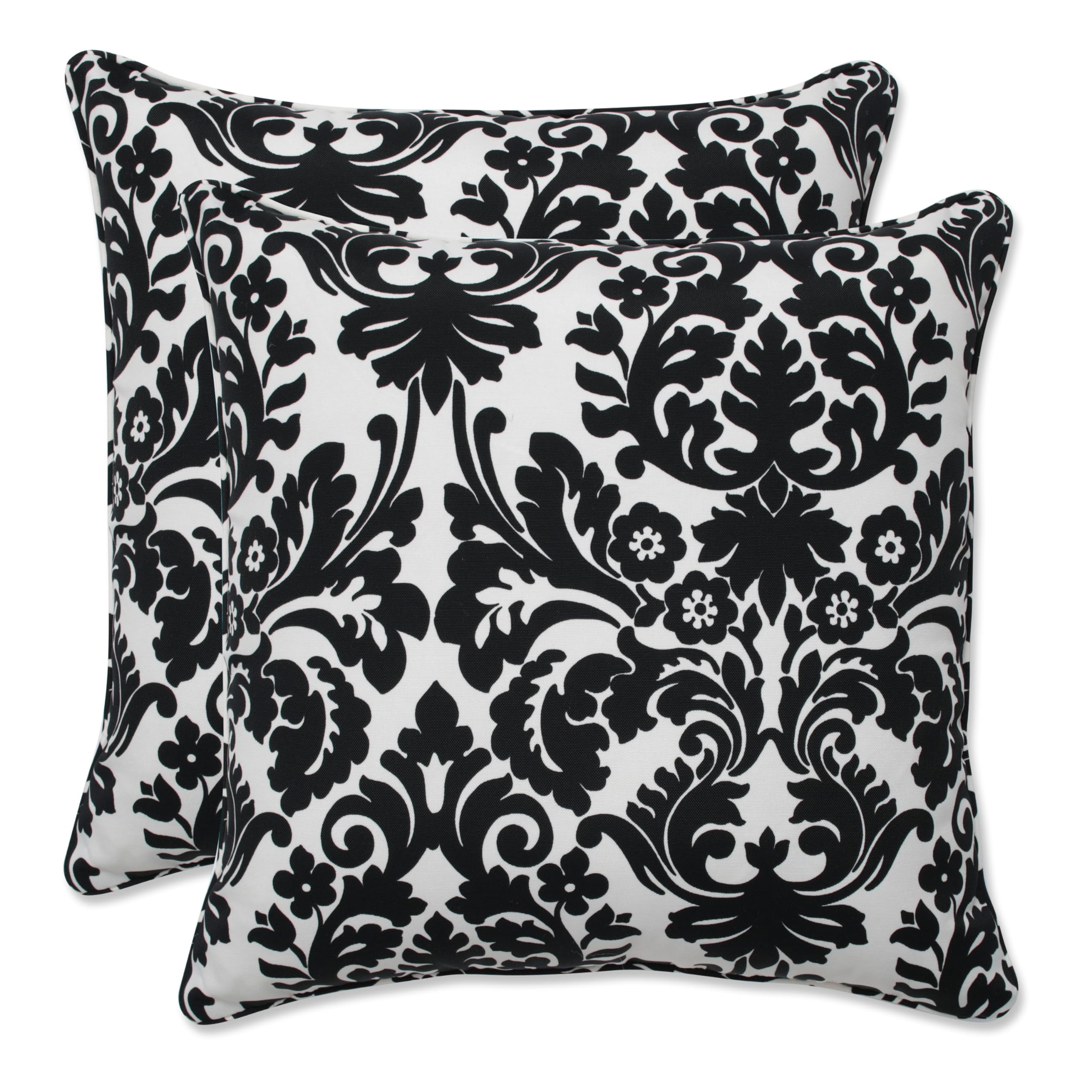 Pillow Perfect Outdoor/Indoor Essence Onyx Throw Pillows, 18.5" x 18.5", Black, 2 Count