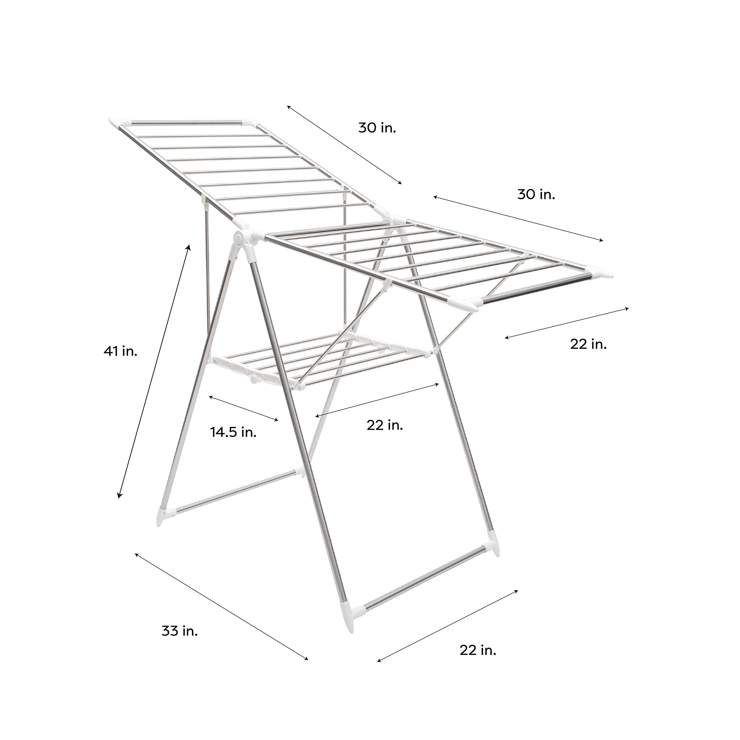 Organize It All Clothing Drying Rack | Dimensions: 61” x 24.4” x 39.8” | Laundry Accessories | Collapsible | Rust Resistant | Chrome
