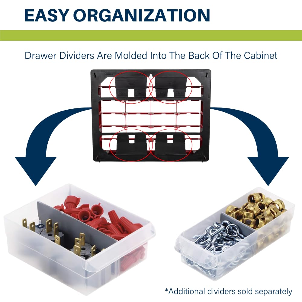 Akro-Mils 10144, 44 Drawer Plastic Parts Storage Hardware and Craft Cabinet, 20-Inch W x 6.37-Inch D x 15.81-Inch H, Black