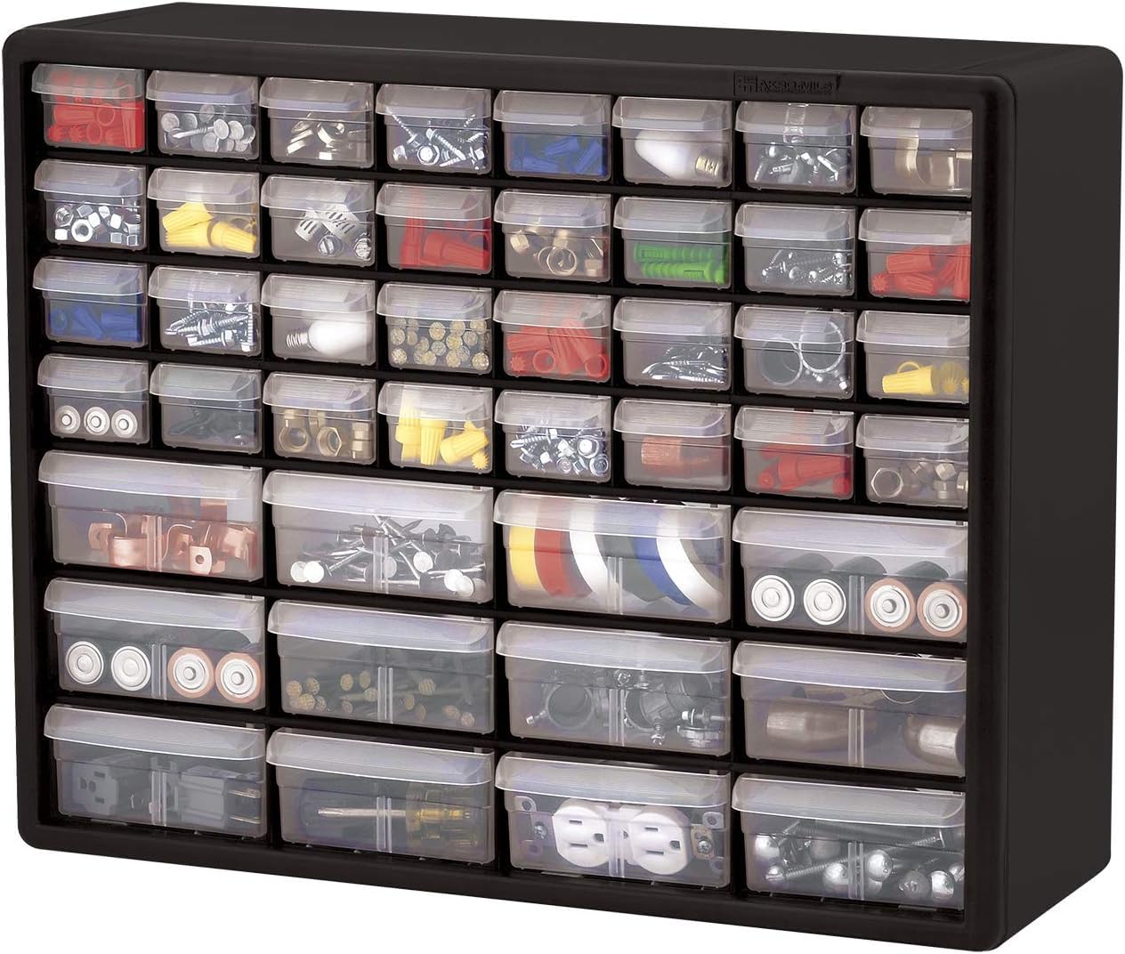 Akro-Mils 10144, 44 Drawer Plastic Parts Storage Hardware and Craft Cabinet, 20-Inch W x 6.37-Inch D x 15.81-Inch H, Black