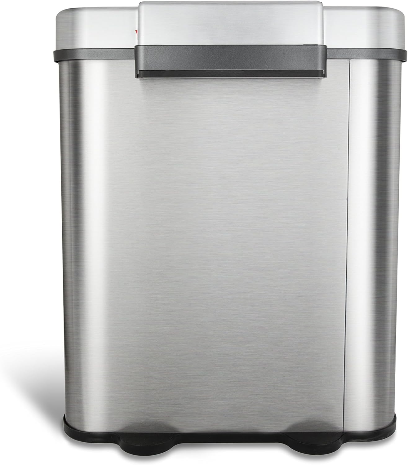 NINESTARS Automatic Touchless Infrared Motion Sensor Trash Can/Recycler with D Shape Silver/Black Lid & Stainless Base, 18 Gal, Stainless Steel